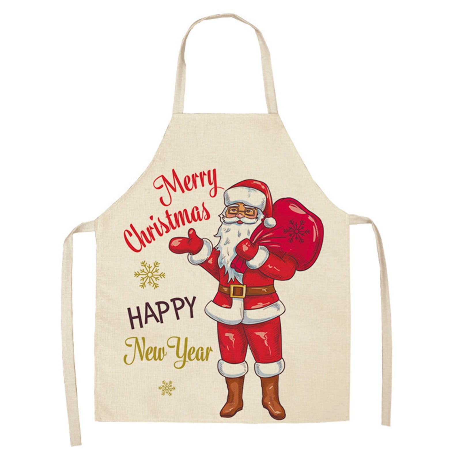 GZJCKJY Apron Sleeve Christmas Apron Adult Santa Linen Apron Xmas ...