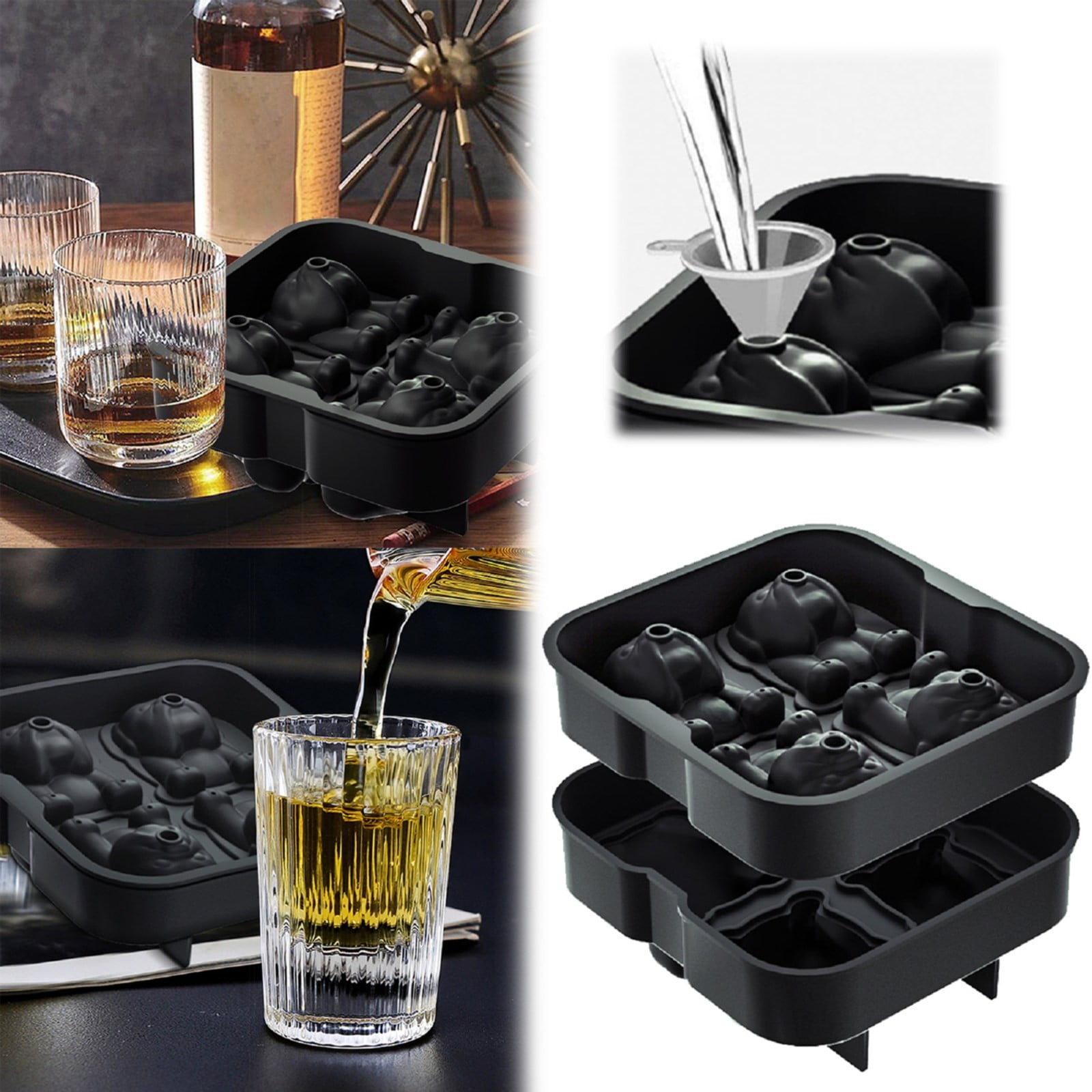 GZJCKJY Bobasndm 4 Cavity Dog Shape Ice Cube Premium Reusable Silicone ...