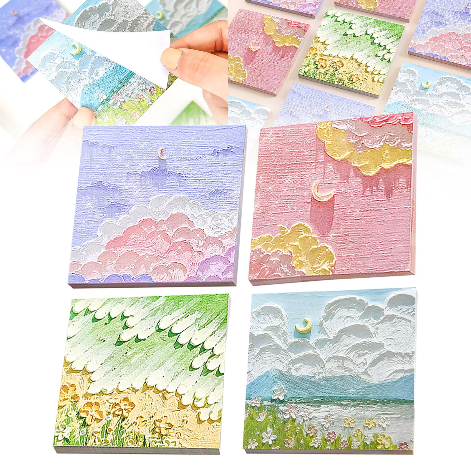 GZJCKJY School Supplies Sticky Notes Oil Painting Self Stick Notes 4 ...