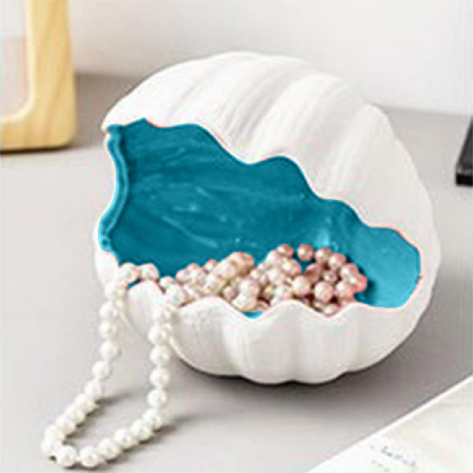 GZJCKJY Shell Shape Jewelry Dish Tray - Ceramic Shell Candy Server Bowl ...