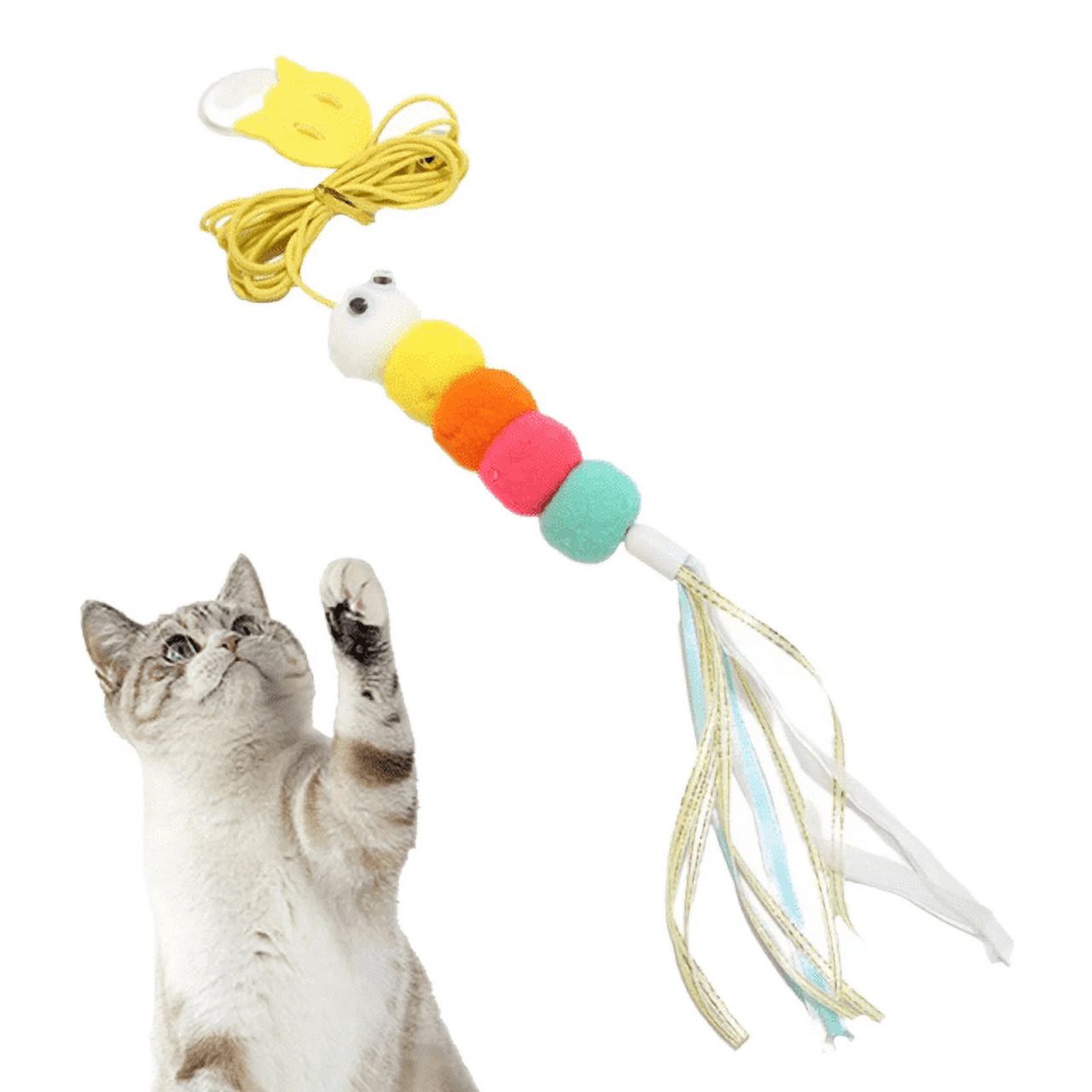 GZSL Adjustable Length and Elastic Rope Interactive Cat Feather Wand ...