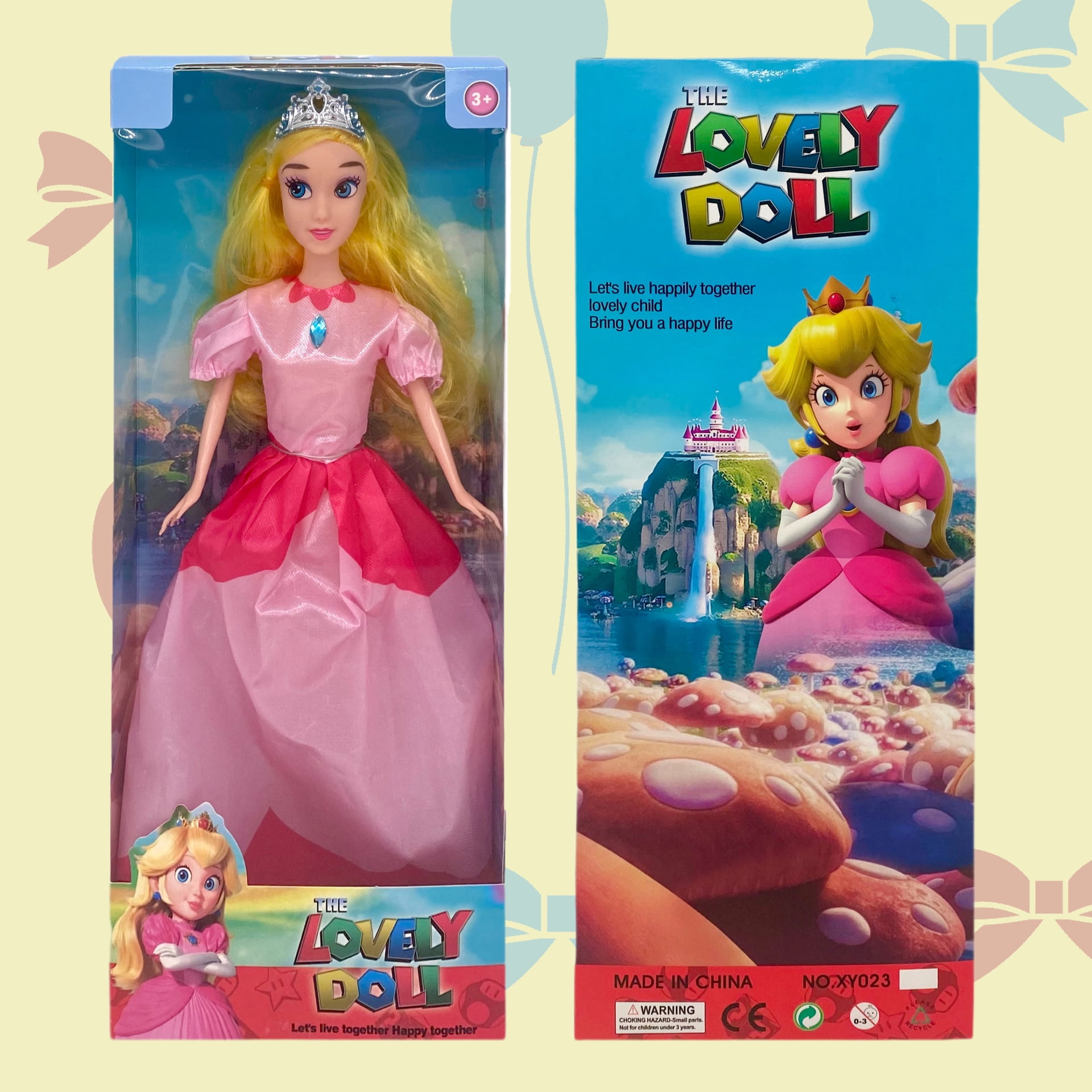 Super Bro Princess Play Doll, Cute Cartoon Peach Toy for Little Girls ...