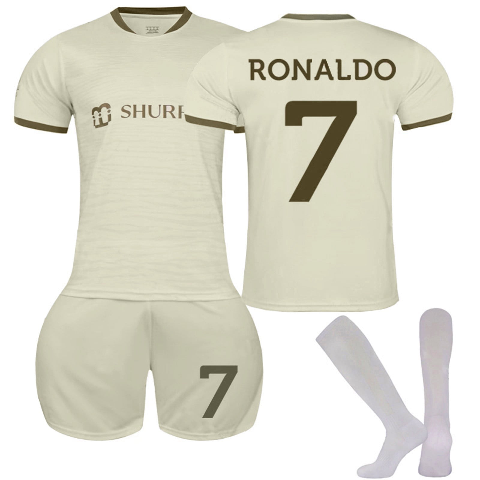 GZTY 2223 Al Nassr FC Soccer Jerseys 3 Piece Sets, No.7 RONALDO Printed Short Sleeve Tops Shorts ...