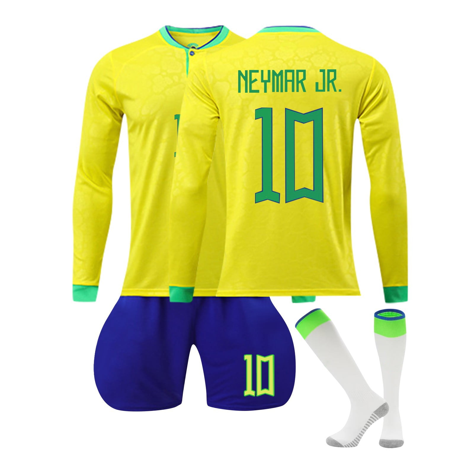 GZTY 2223 Brazil Soccer Jerseys 3 Piece Sets, Number 10 NEYMAR JR. Printed Long Sleeve Tops ...