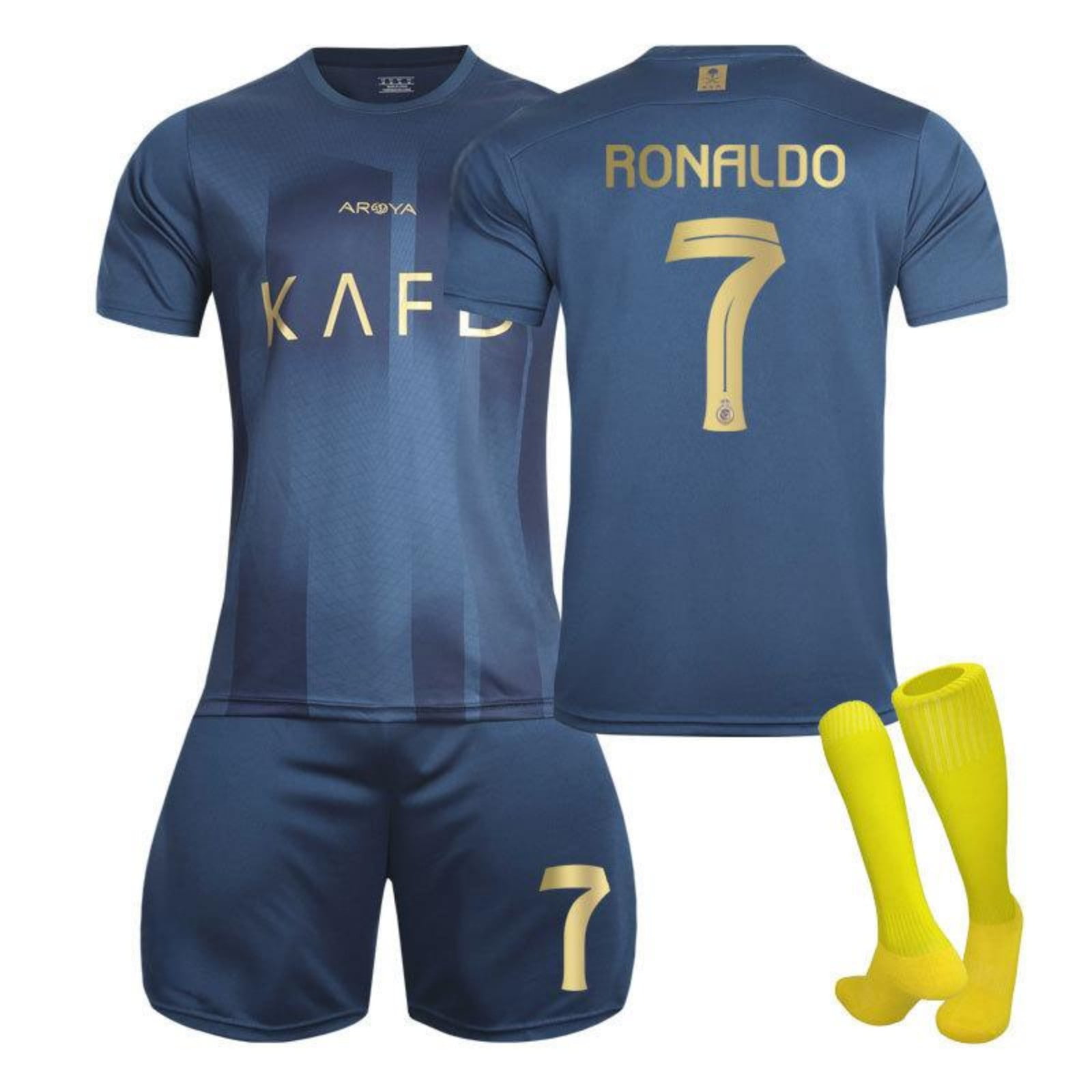 GZTY 2324 Al Nassr FC Soccer Club Jerseys 3 Piece Sets, Number 7 RONALDO Printed Short Sleeve ...