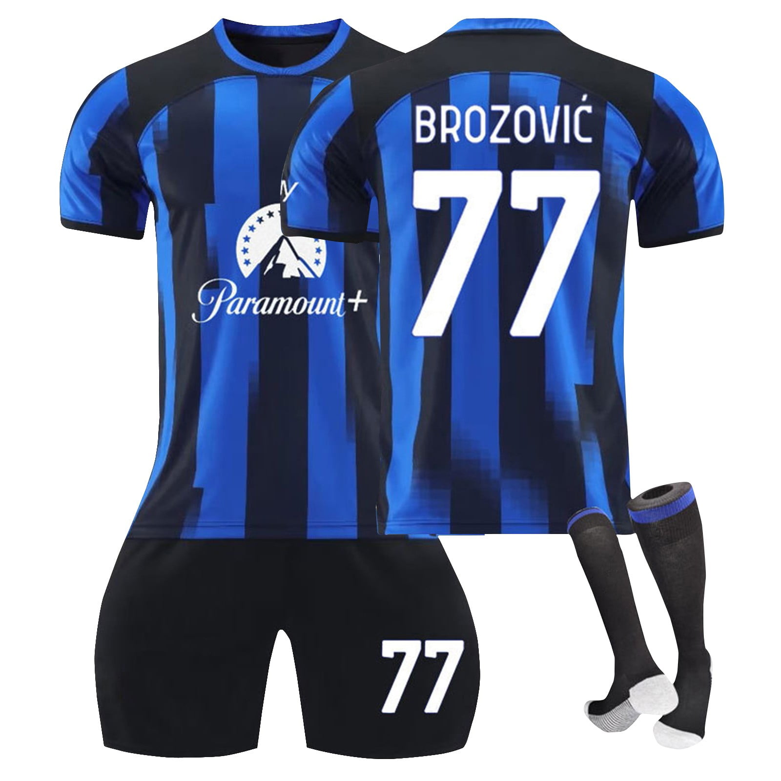 GZTY 2324 Milan Soccer Club Jerseys 3 Piece Sets，Number 77 BROZOVIC Printed Short Sleeve Tops ...