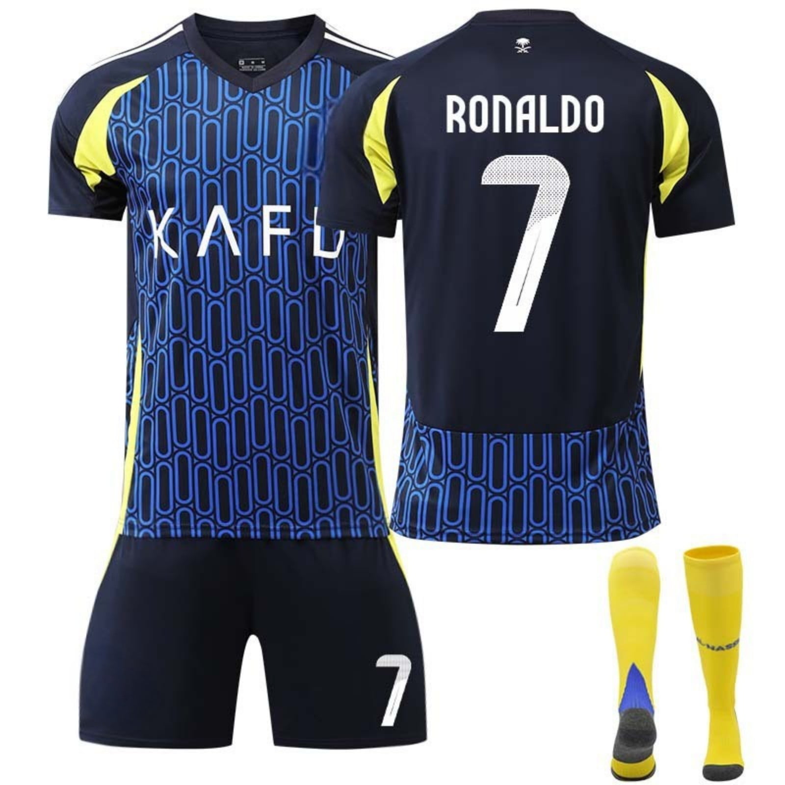 GZTY 2425 Al Nassr FC Soccer Club Jerseys 3 Piece Sets, Number 7 RONALDO Printed Short Sleeve ...