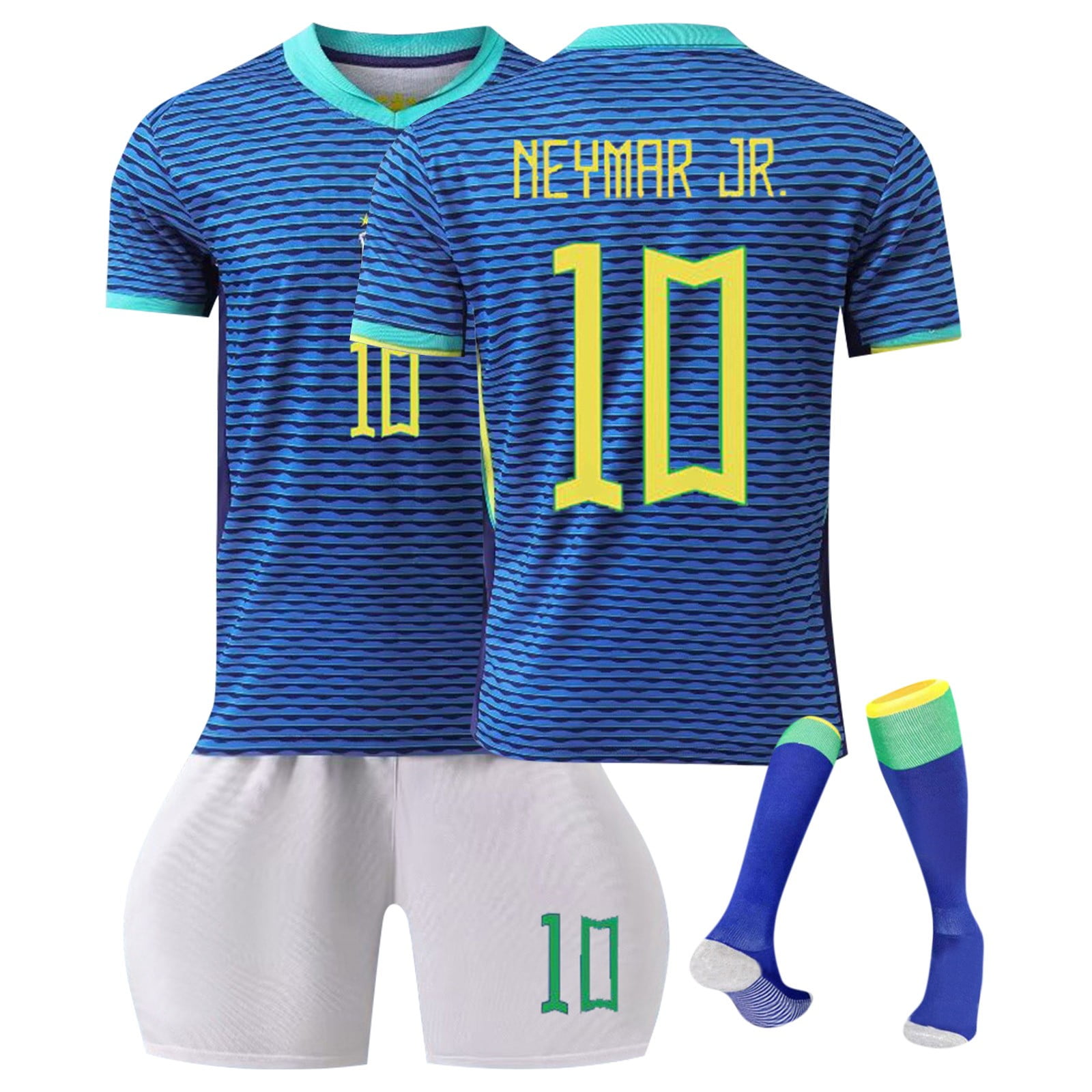 GZTY 2425 Brazil Soccer Jerseys 3 Piece Sets, Number #10 NEYMAR JR. Printed Short Sleeve Tops ...