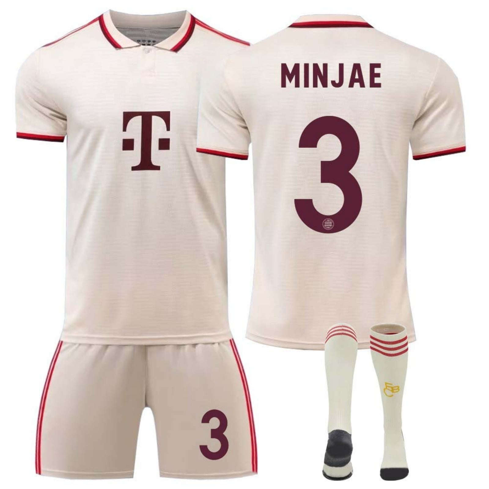 GZTY 2425 Munich Soccer Club Jerseys 3 Piece Sets, Number 3 MINJAE Printed Short Sleeve Tops ...