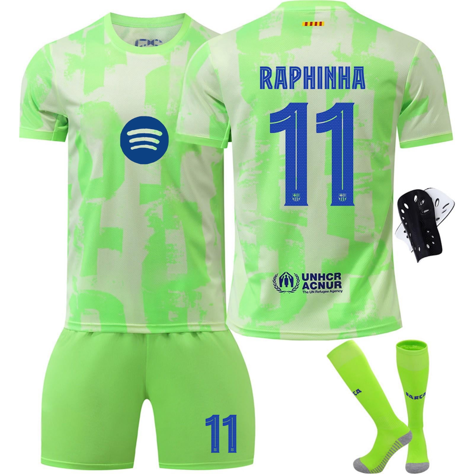 GZTY 2425 Spain Club Jerseys 4 Piece Sets，Number 11 RAPHINHA Printed Short Sleeve Tops Shorts ...