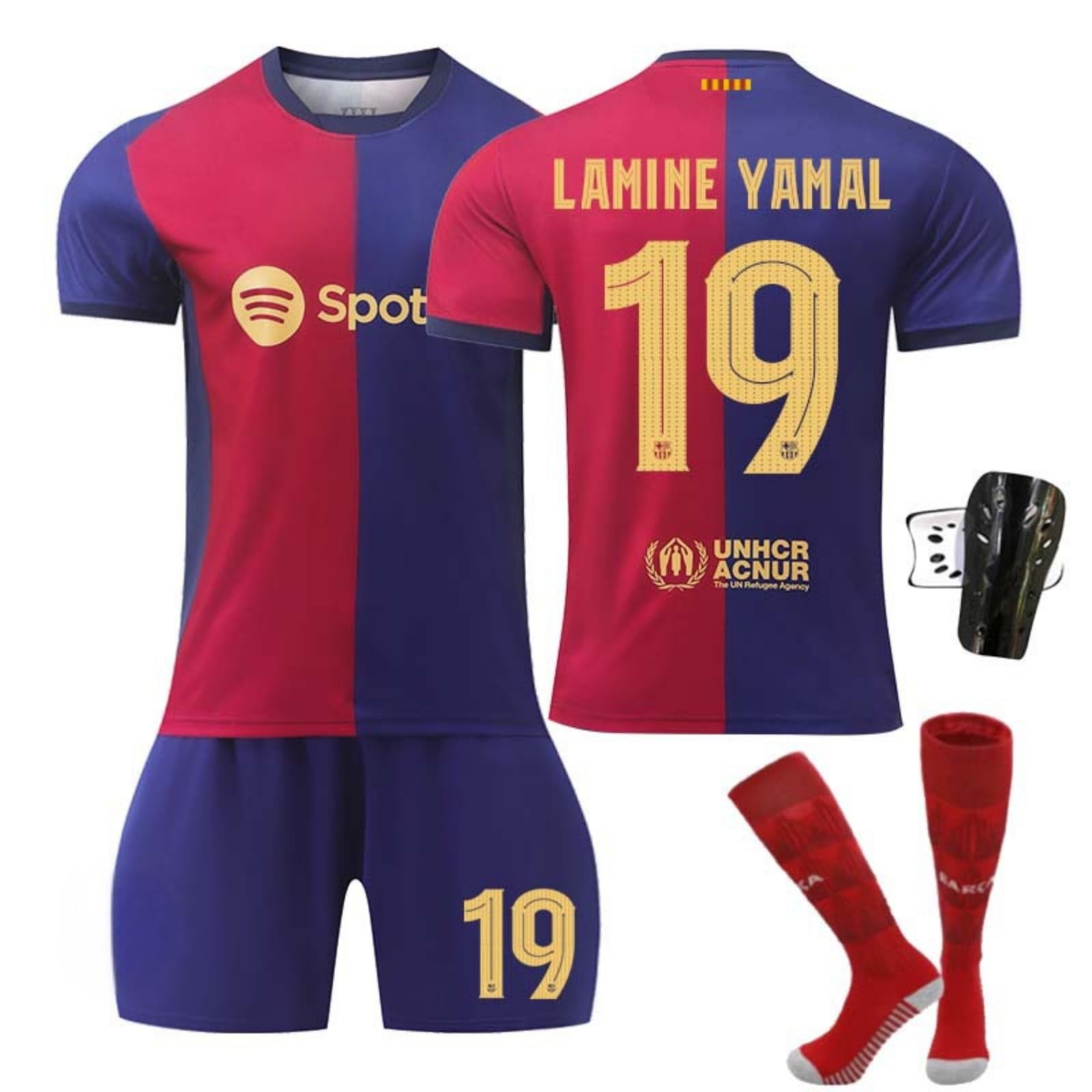GZTY 2425 Spain Club Jerseys 4 Piece Sets，Number 19 LAMINE YAMAl Printed Short Sleeve Tops ...
