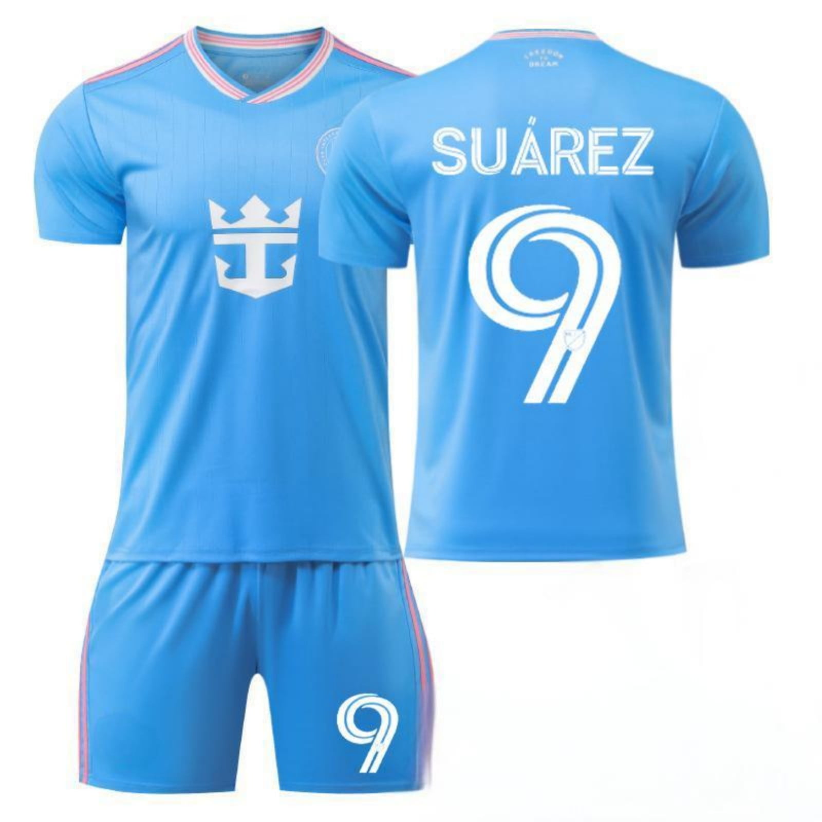 KuyuS 2526 Miami Soccer Club Jerseys 2 Piece Sets，Number 9 SUAREZ Printed Short Sleeve Tops ...