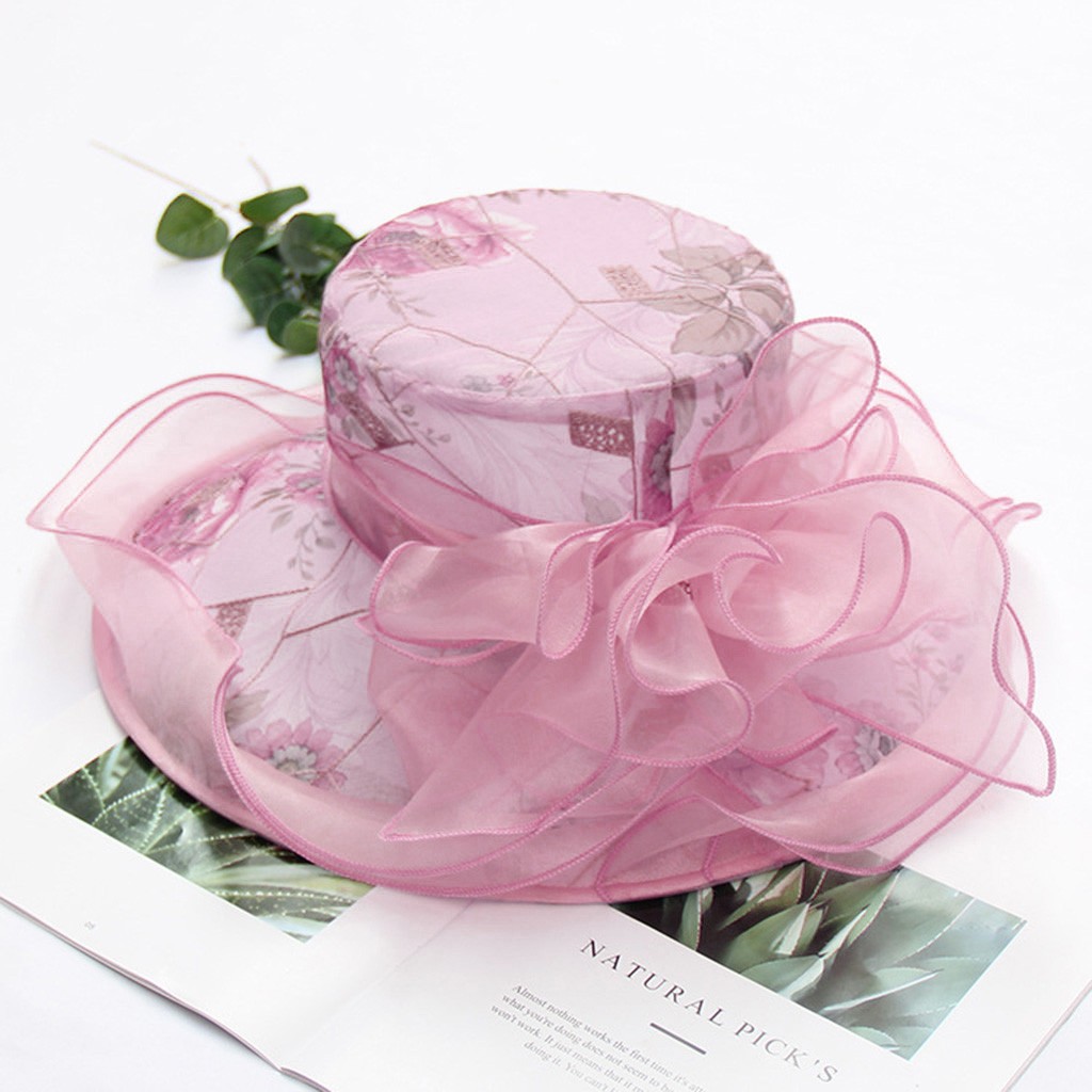 GZWYHT Baseball Caps,Trucker Hats Womens Ladies Organza Church Wide Tea ...