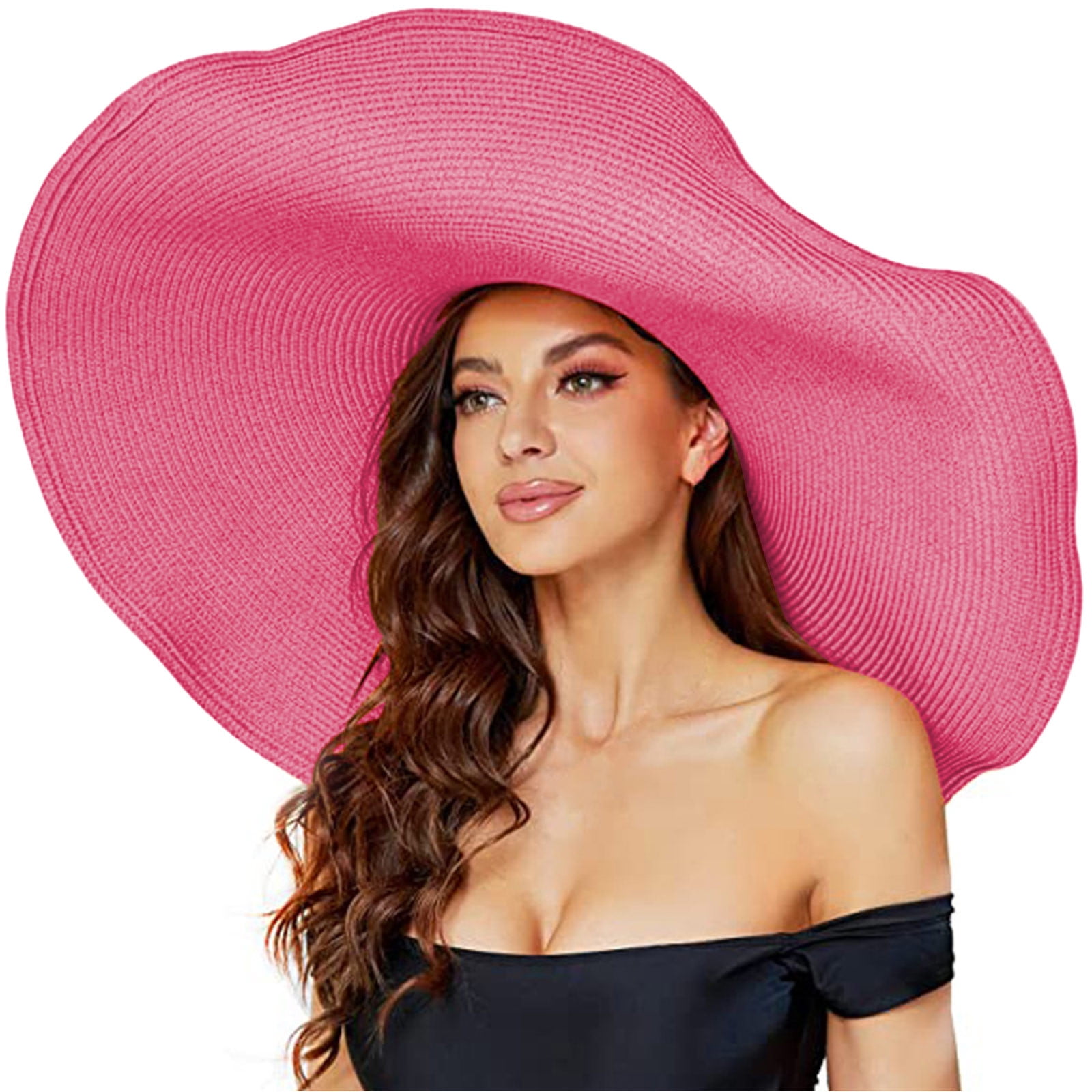 Gzwyht Beach Hatssun Hats Womens Summer Oversized Eaves 70cm Diameter Straw Hat Sunscreen