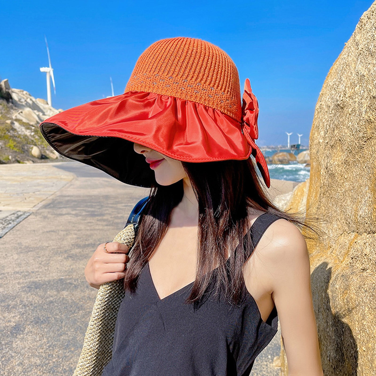 GZWYHT Beach Hats,Sun Hats Womens Outdoor Casual Bow Decoration Big ...