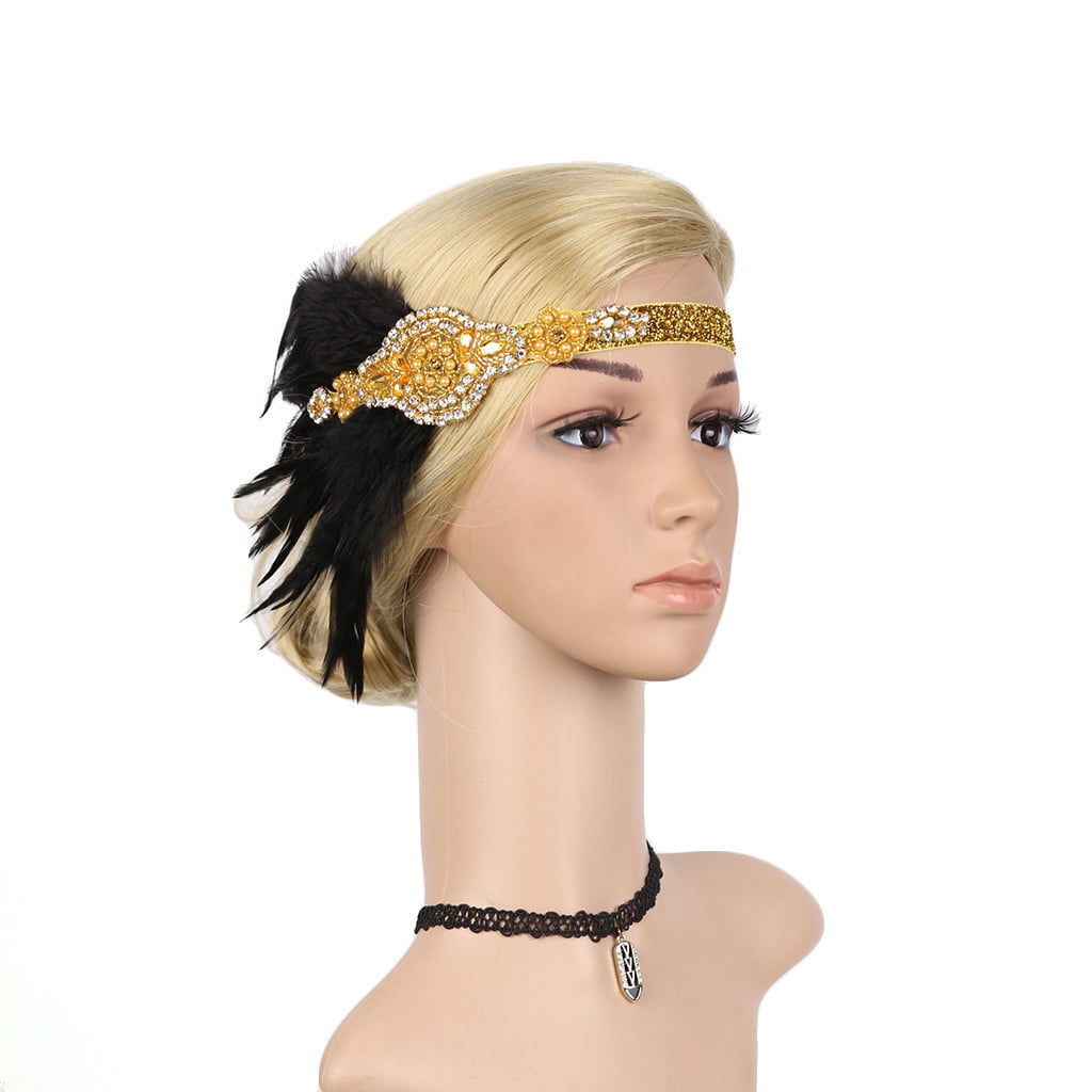 Gzwyht Headbands For Women Hair Accessories Gatsby Flapper Feather