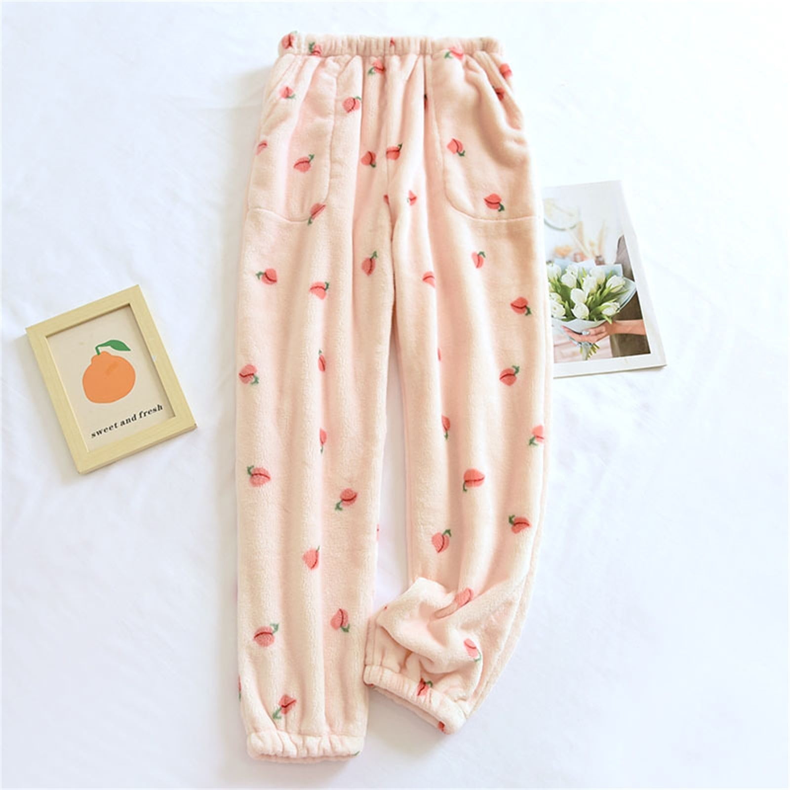 GZWYHT Pajama Pants Pj Pants Women Fuzzy Fleece Pajama Pants Cute Print ...