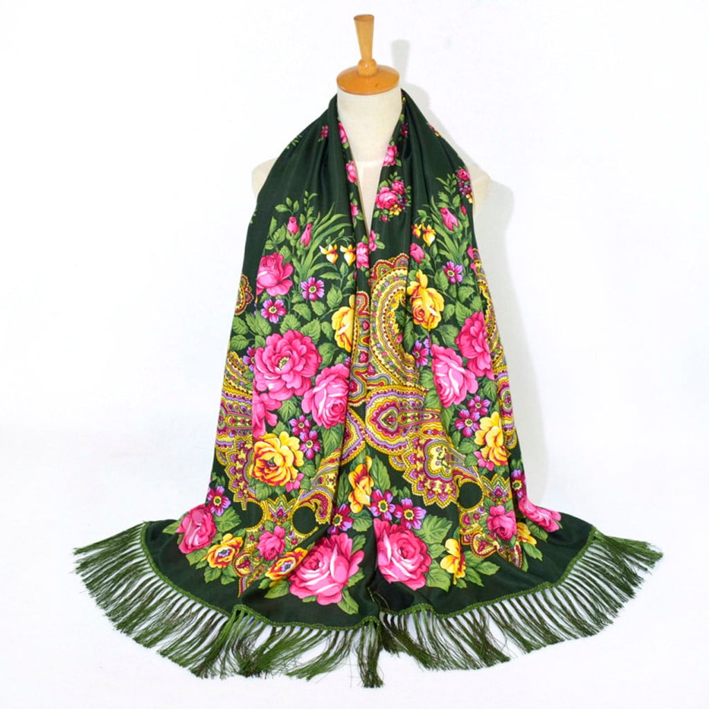 GZWYHT Shawl Wraps,Shawl Women Lady Folk-Custom Print tie Tassel Square ...