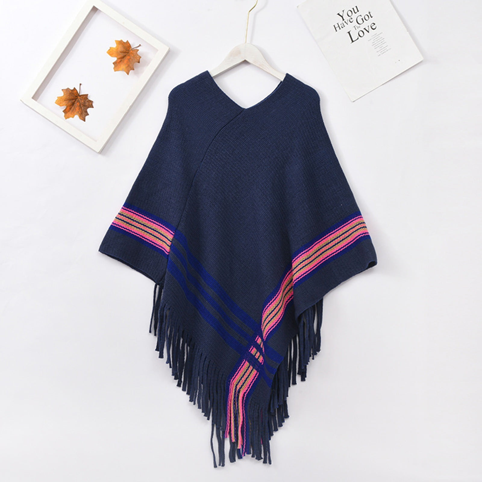 GZWYHT Shawl Wraps,Shawl Women Splice Poncho With Tassels Faux Plush ...