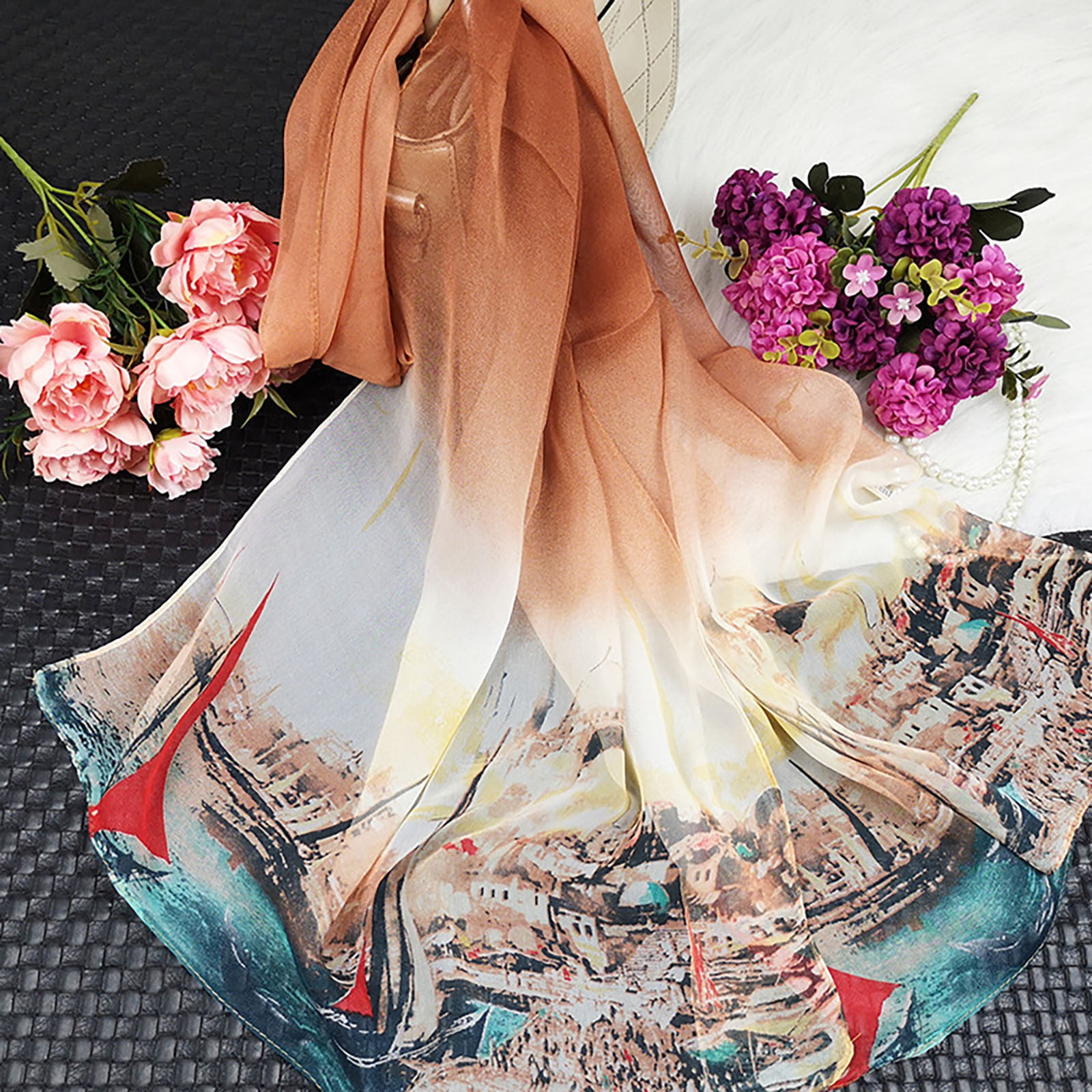 GZWYHT Shawl Wraps,Silk Scarf Women's Small Scarf Beach Towel Foreign ...