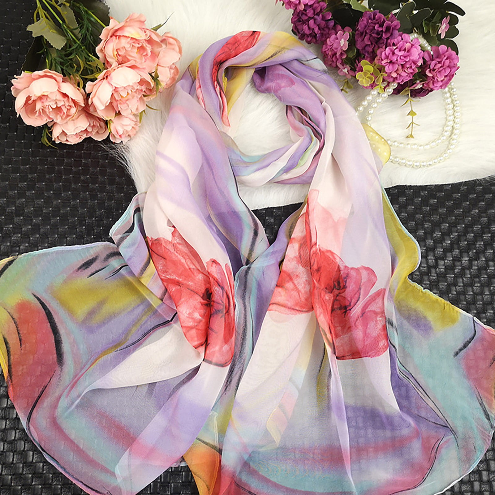 GZWYHT Shawl Wraps,Silk Scarf Women's Small Scarf Beach Towel Foreign ...