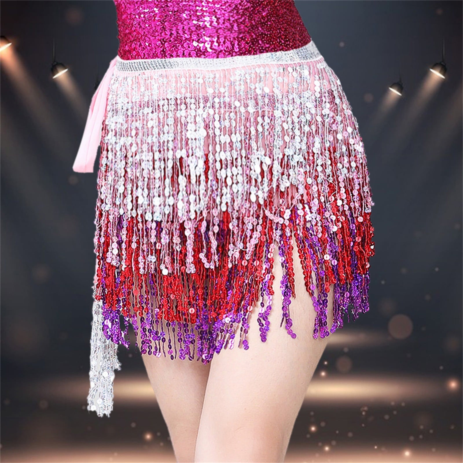 GZWYHT Skirts for Women,Mini Skirt Sequin Fringe Women's Nightclub Skirt Skirt Stage With ...