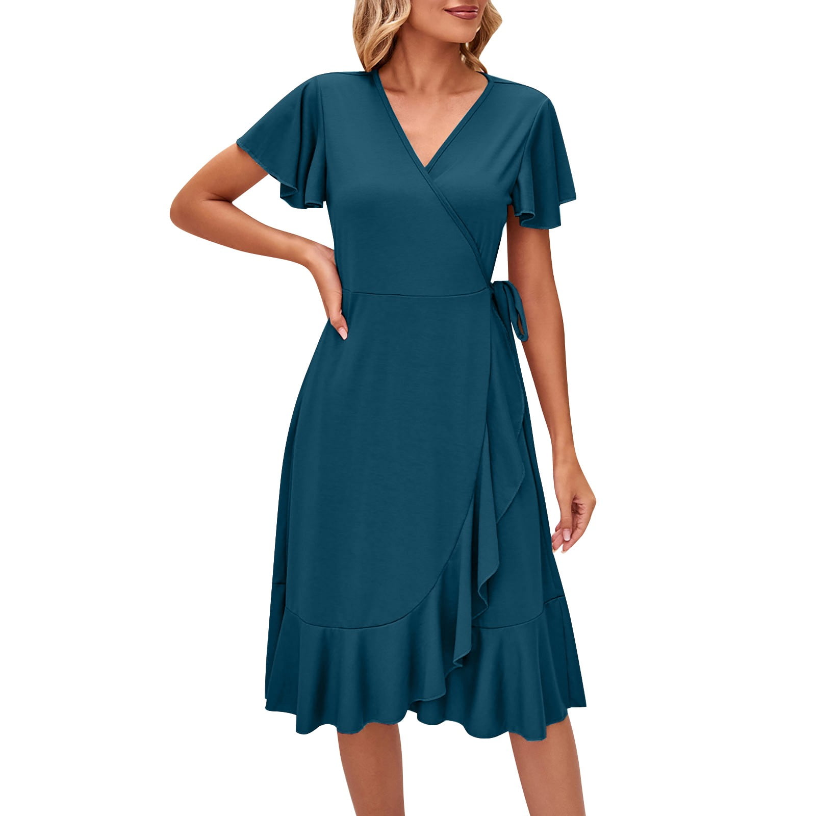GZWYHT Summer Dresses,Dresses for Women 2025 Personality Solid Color V ...