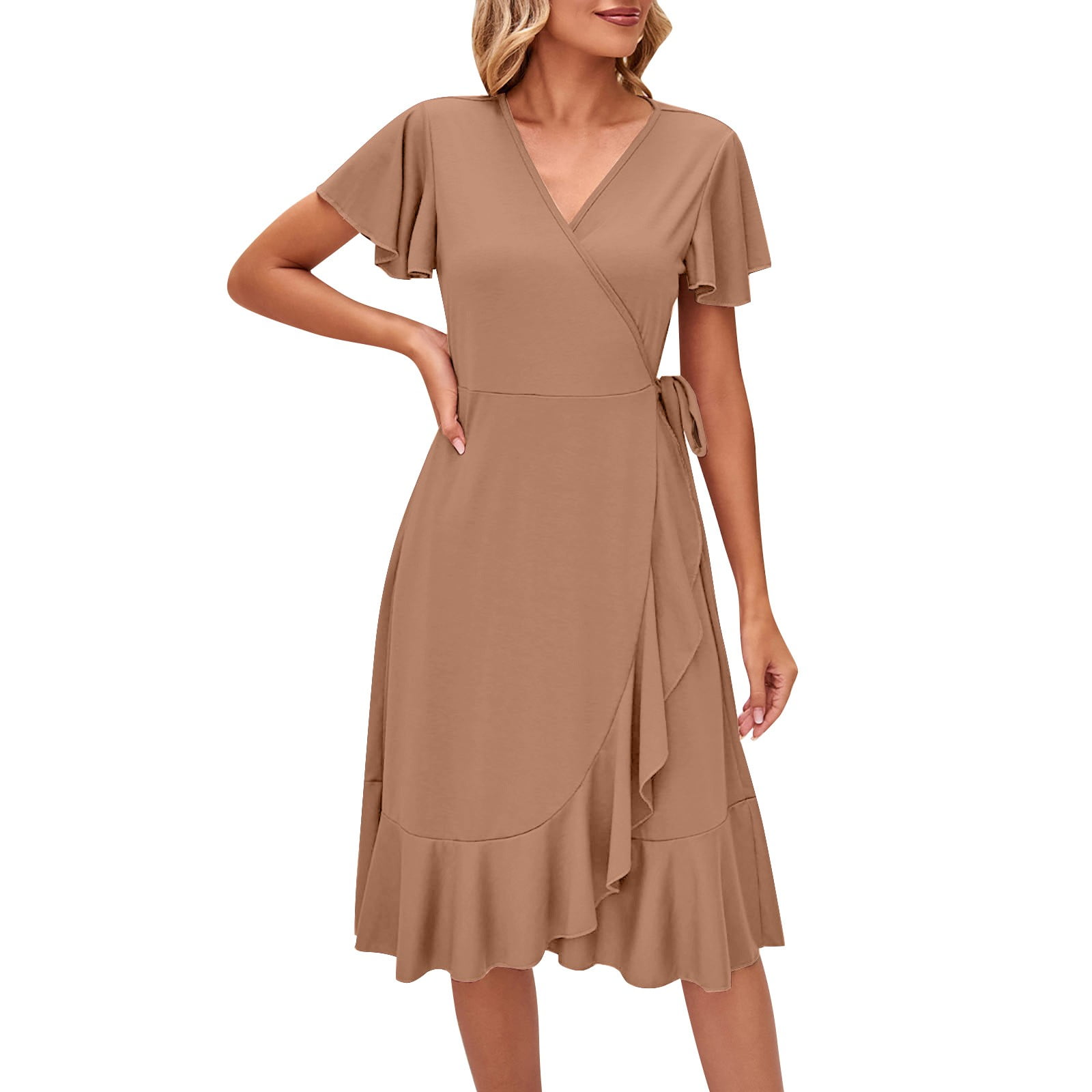 GZWYHT Summer Dresses,Dresses for Women 2025 Personality Solid Color V ...