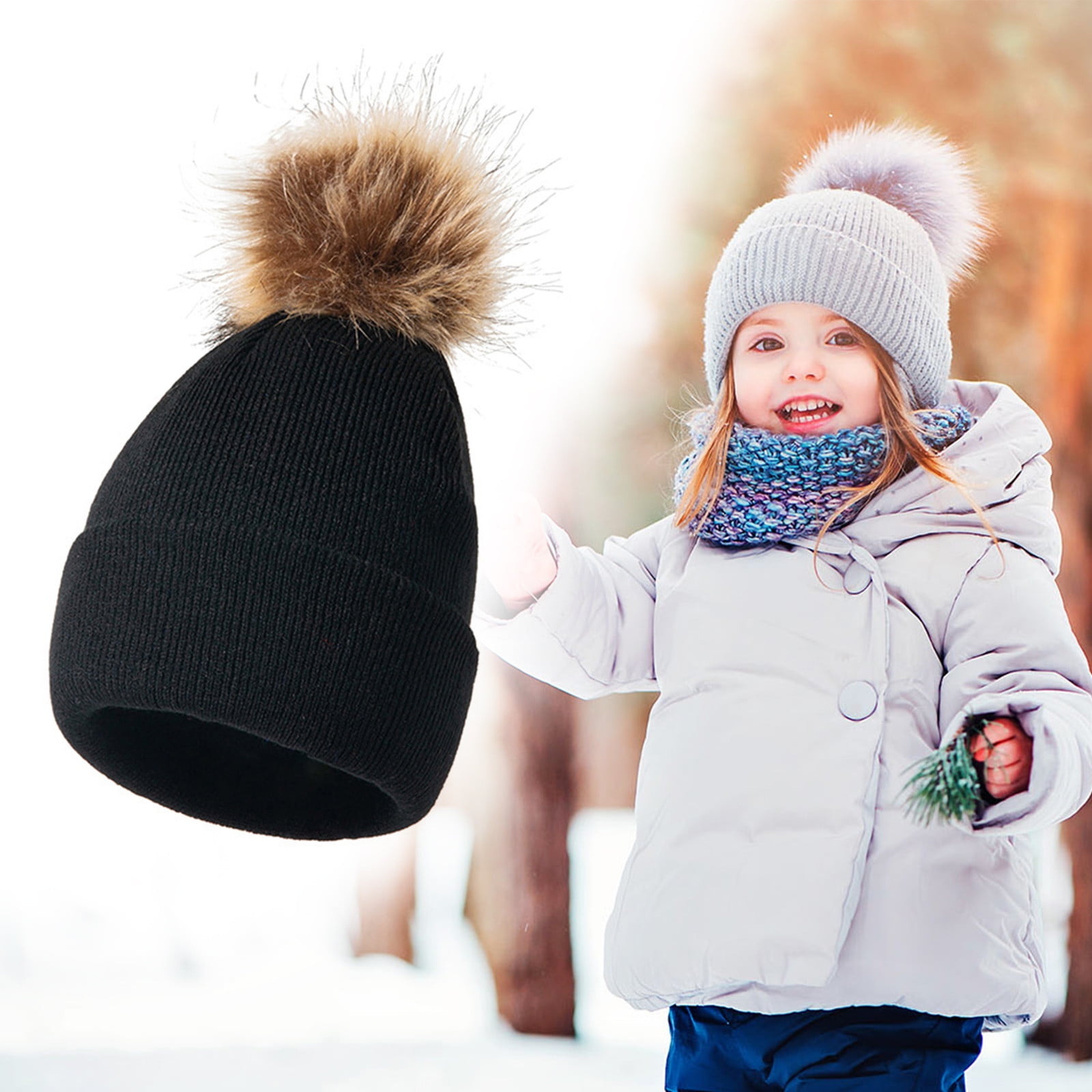 GZWYHT Trapper Hats,Winter Hats Kids Knitted Faux Boys Baby Lined ...