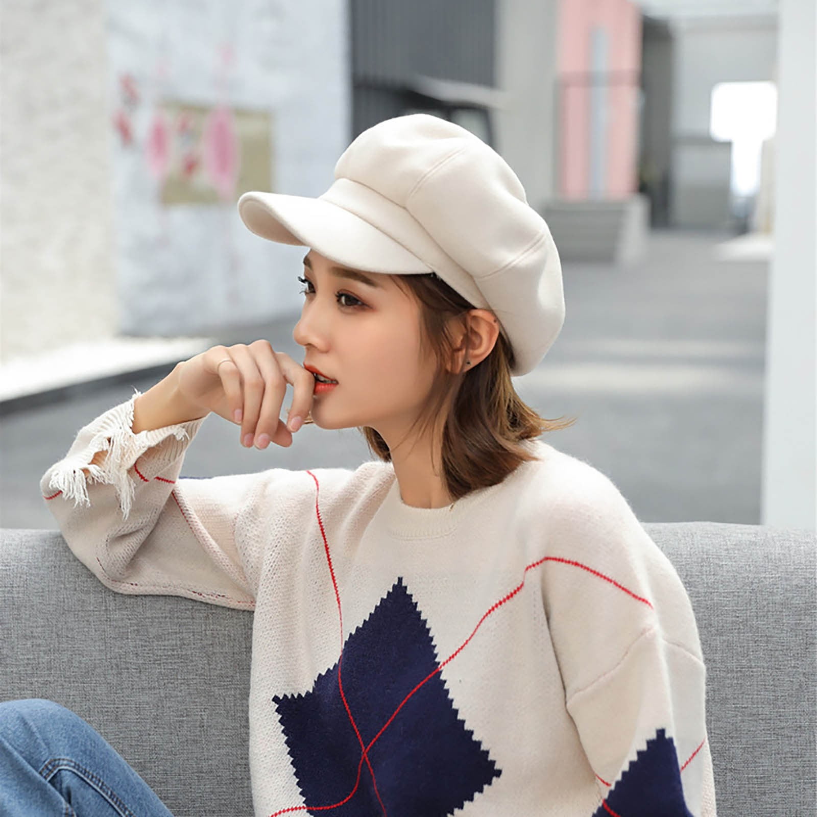 GZWYHT Visors,Visor Hats Ladies Hat Autumn And Winter Warm Fashion Wool ...