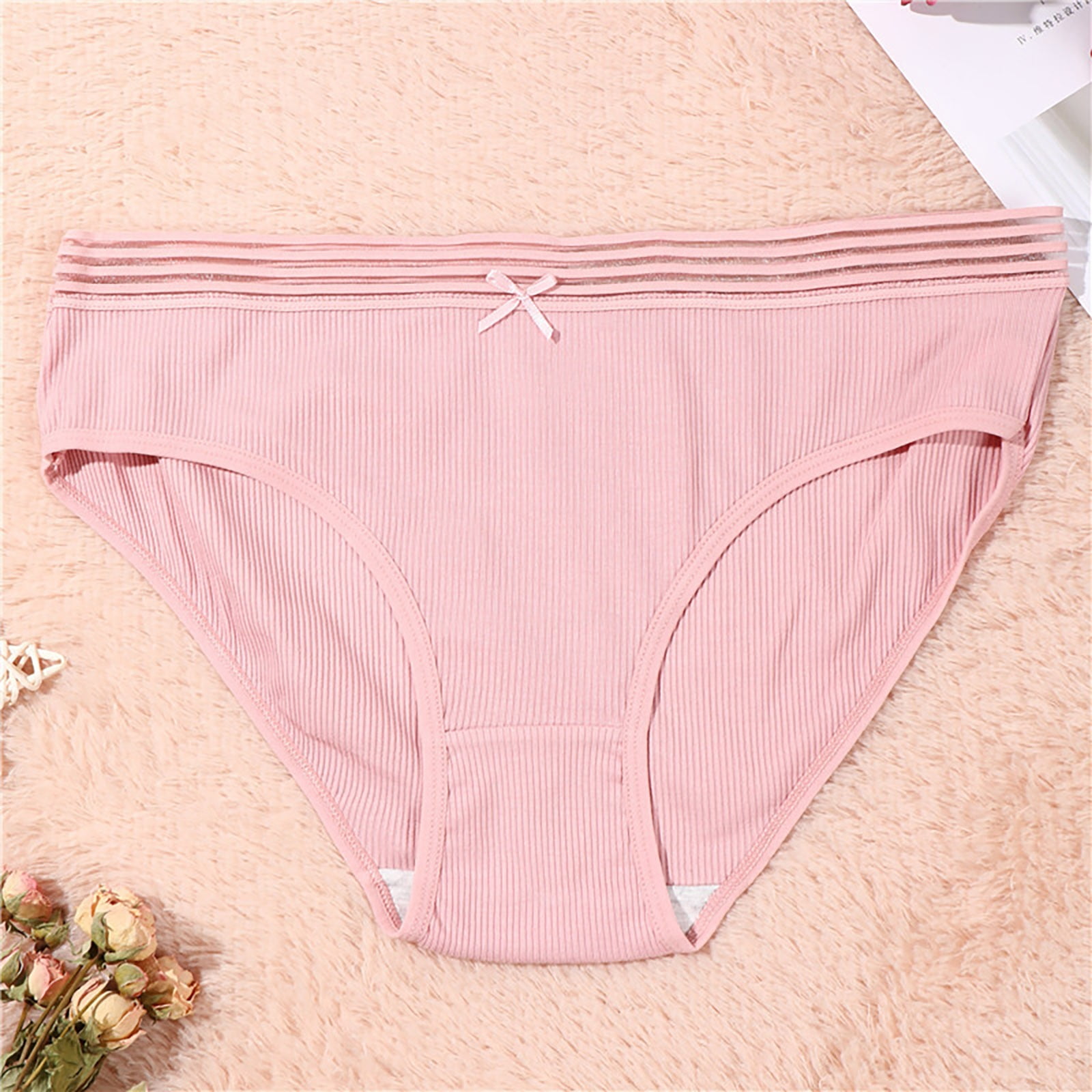 GZWYHT Womens Underwear Clearance Cotton Underwear,Womens Cotton Striped Through Waist Bikini ...