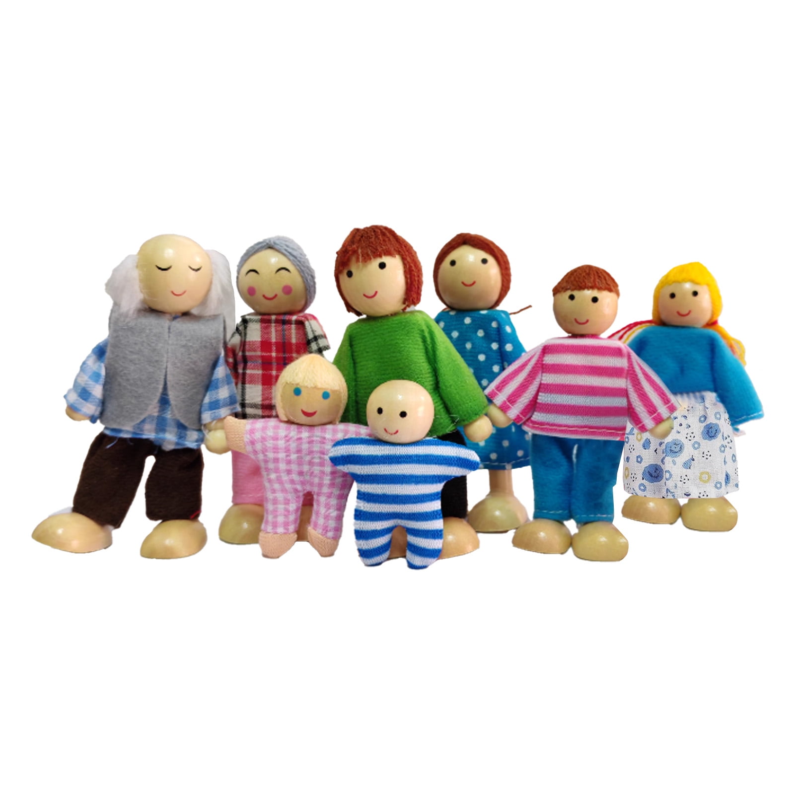 GZX Doll House Dolls,Wooden Doll House People of 8 Figures,Home Decor ...