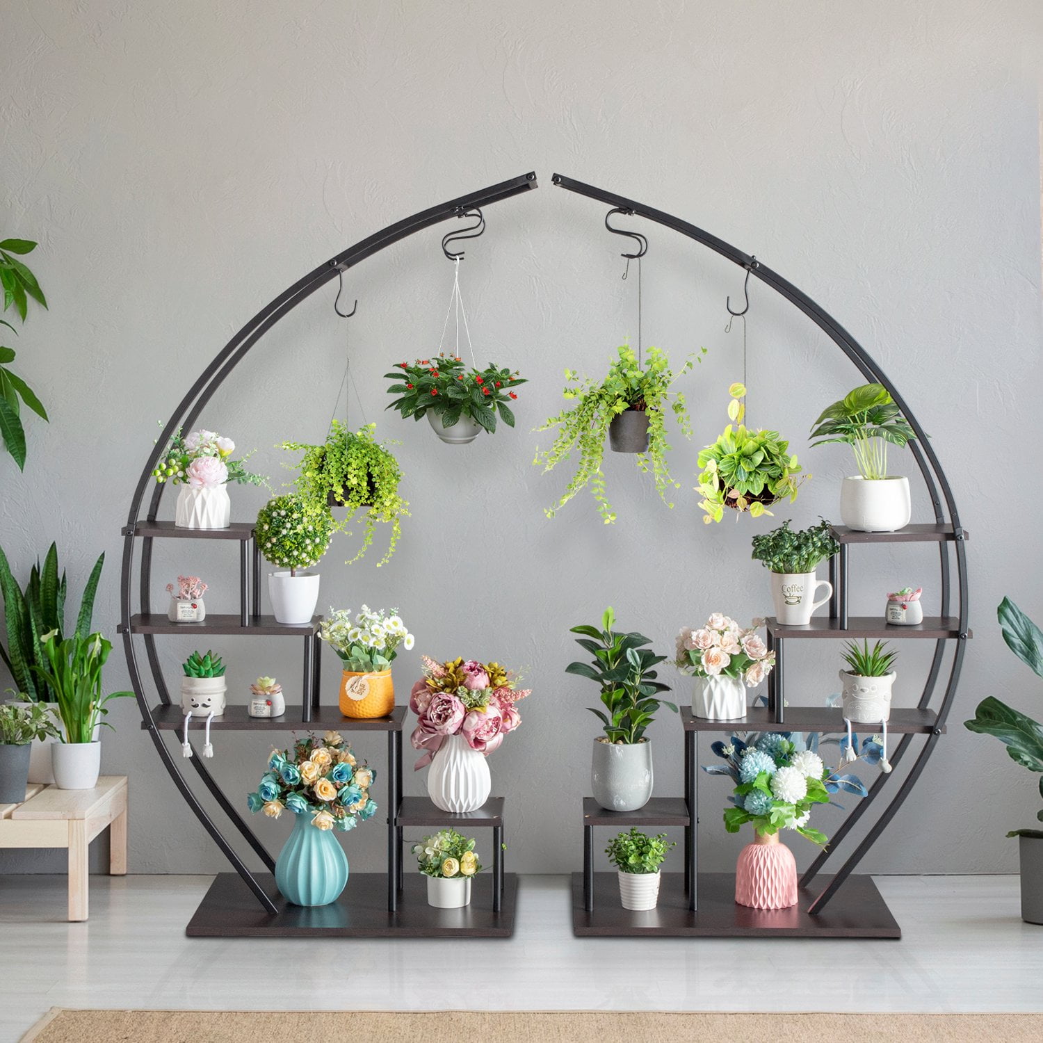 GZXS 2pcs Semicircle Metal Plant Stand, 5-Layers Flower Pot Stand with ...
