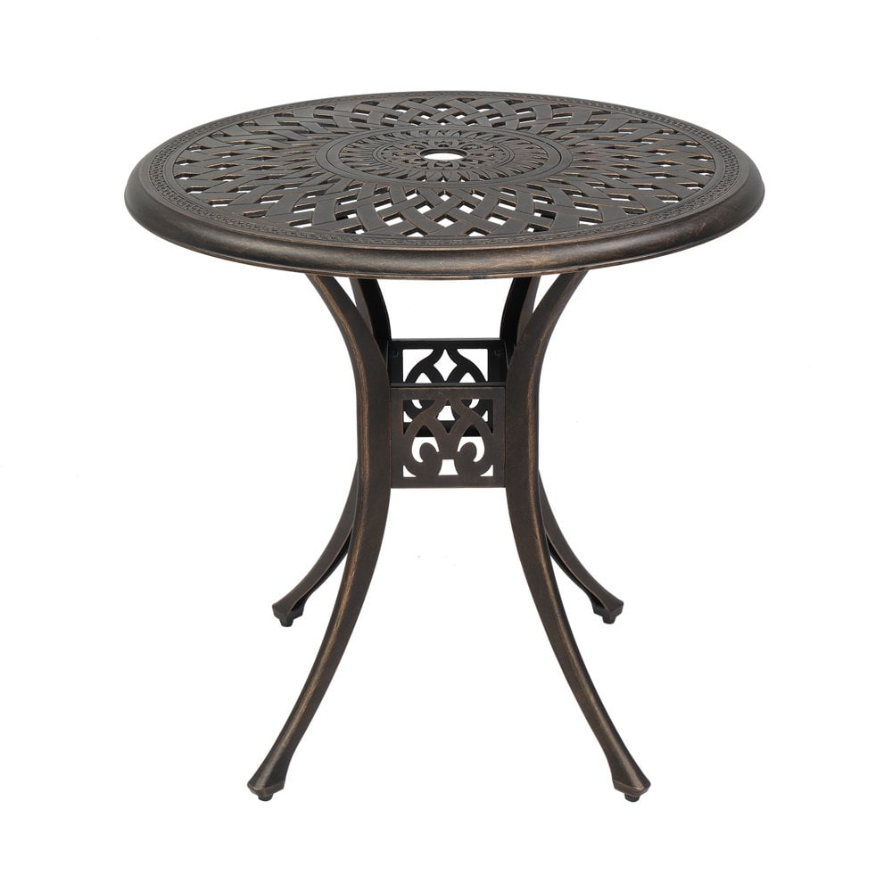 GZXS 31 inch Diameter Outdoor Round Patio Bistro Dining Table Cast ...