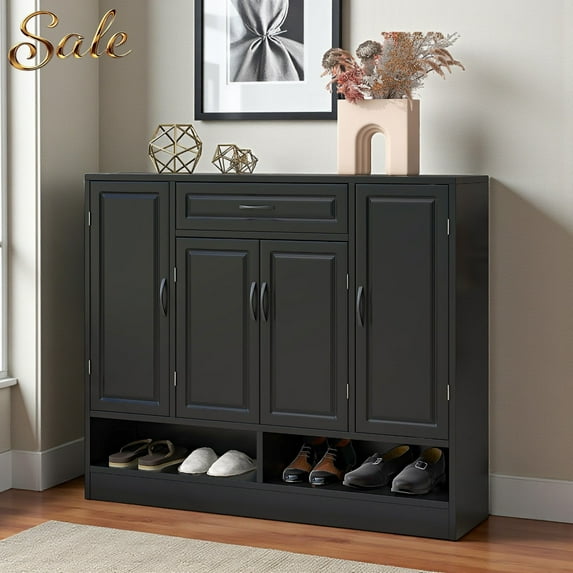 GZXS 4-Door Shoe Cabinet with Drawer, Modern 47.2"W Shoes Rack ...