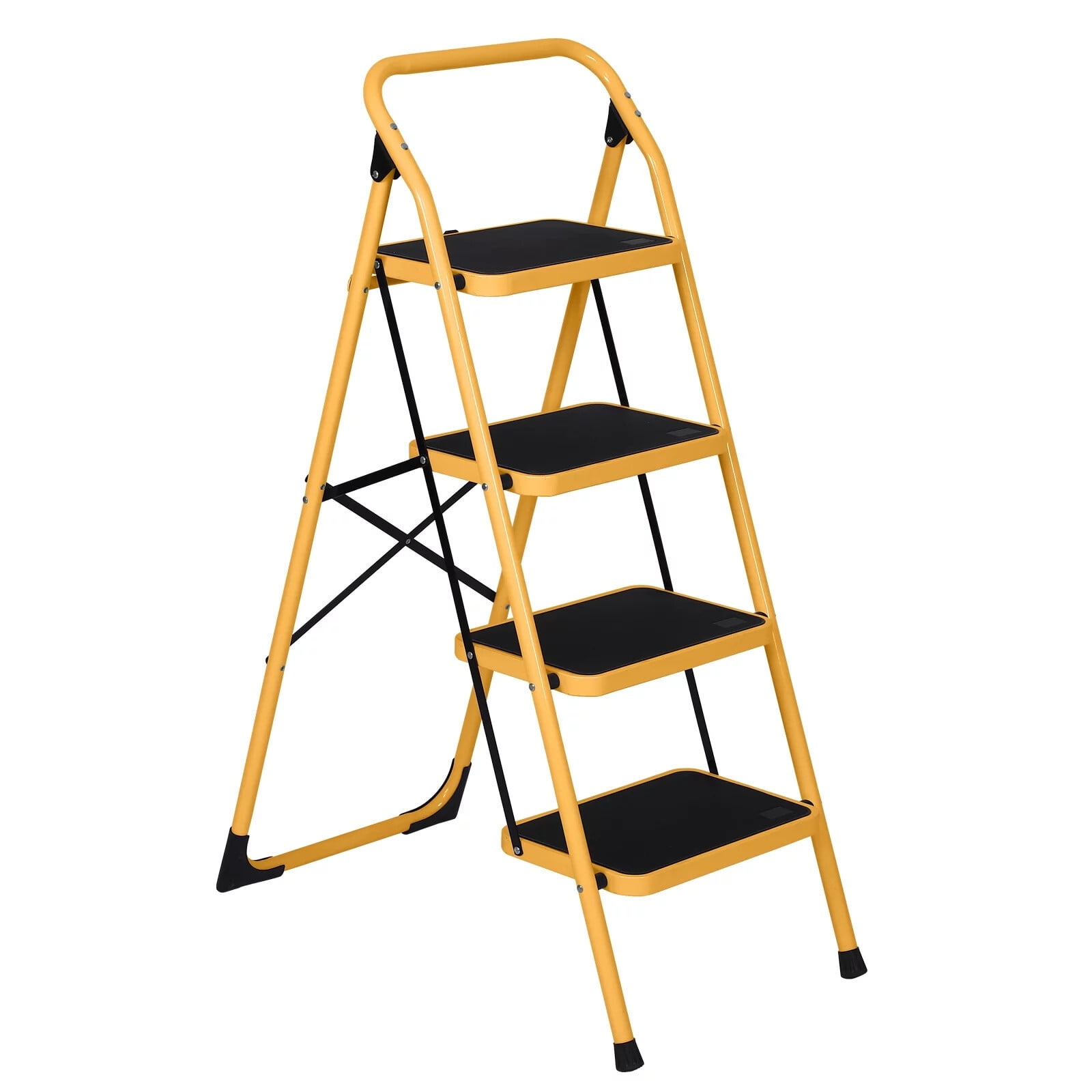 GZXS 4 Step Ladder, Folding Step Stool with Wide Anti-Slip Pedal ...
