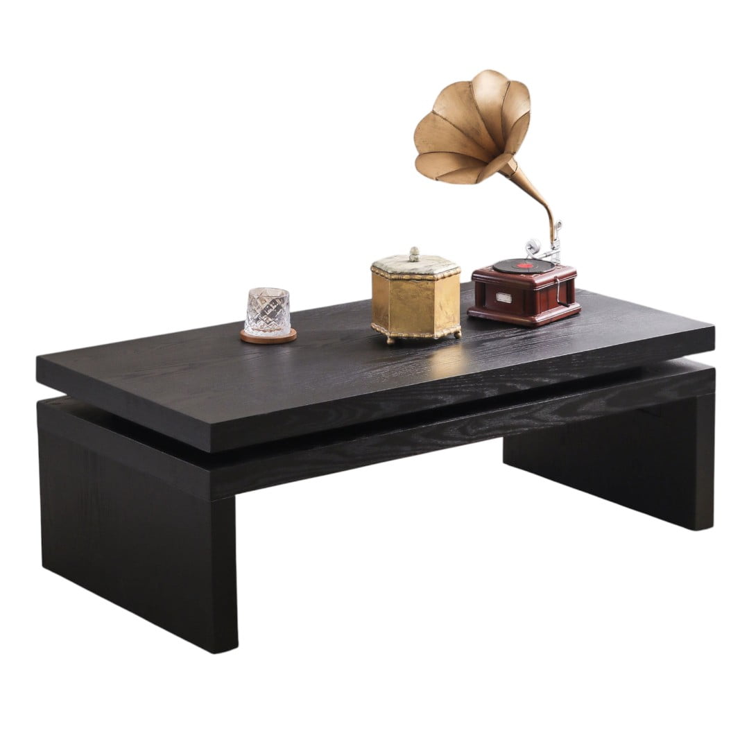 GZXS 47" Floating Top Coffee Table in Antique Black, Modern Industrial ...