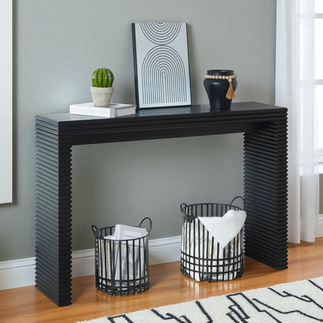 GZXS 47 Inch Entryway Console Table with Ribbed Legs, Narrow Wood Sofa ...