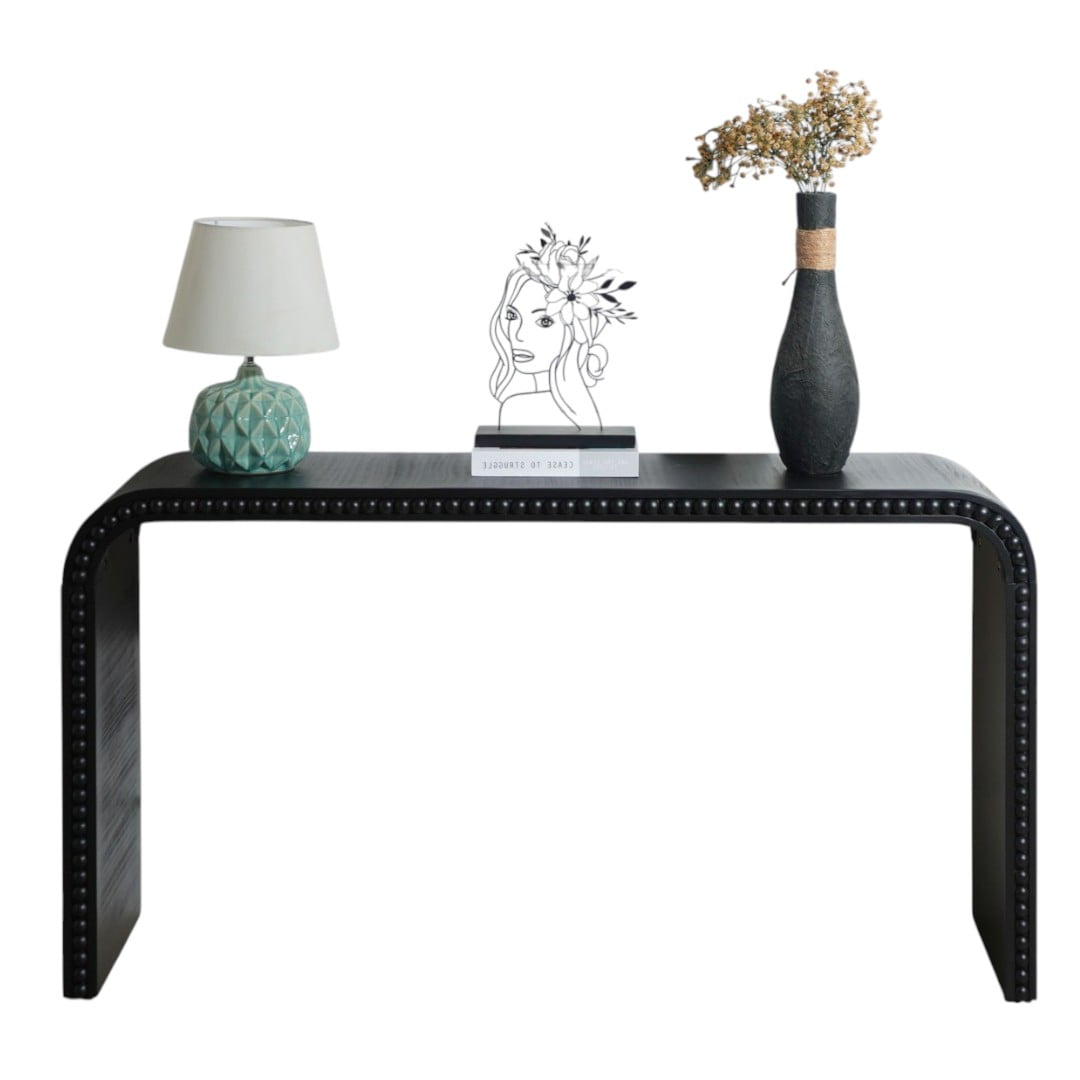 GZXS 59-Inch Wood Console Table with Beaded Trim, Curved Waterfall ...