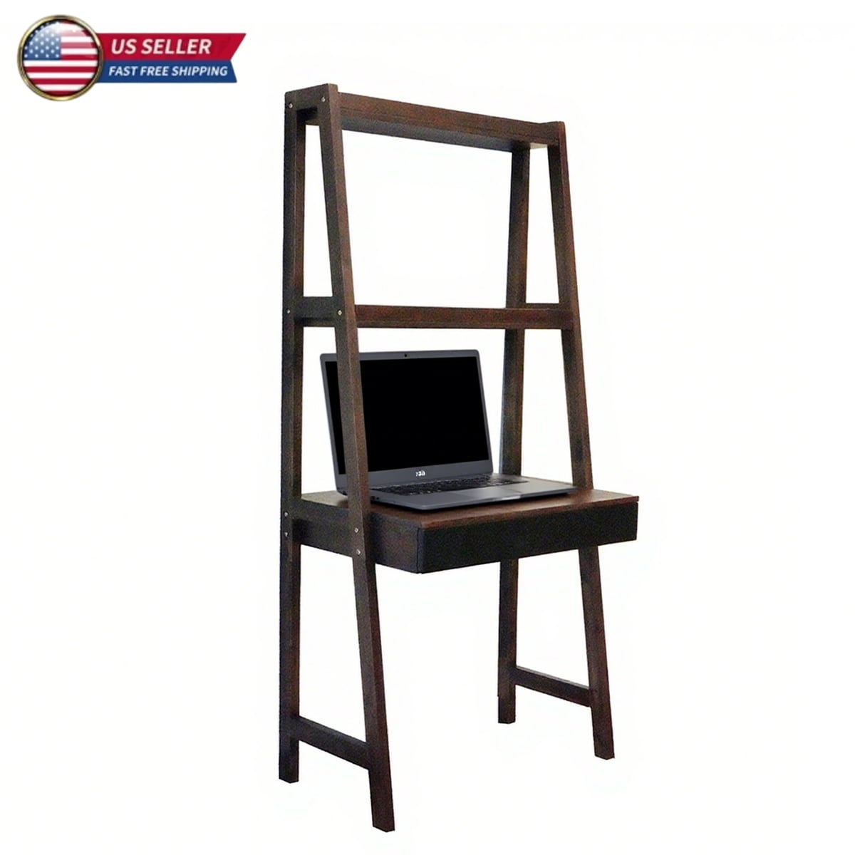 GZXS 68" Freestanding Ladder Desk with Display Open Shelf and Storage ...