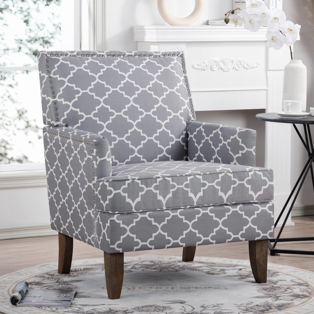 GZXS Accent Chairs Grey Morocco Pattern Club Chair Living Room Chair ...