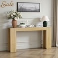 GZXS Farmhouse Entryway Console Table in Oak Finish, 63" Long Sofa ...
