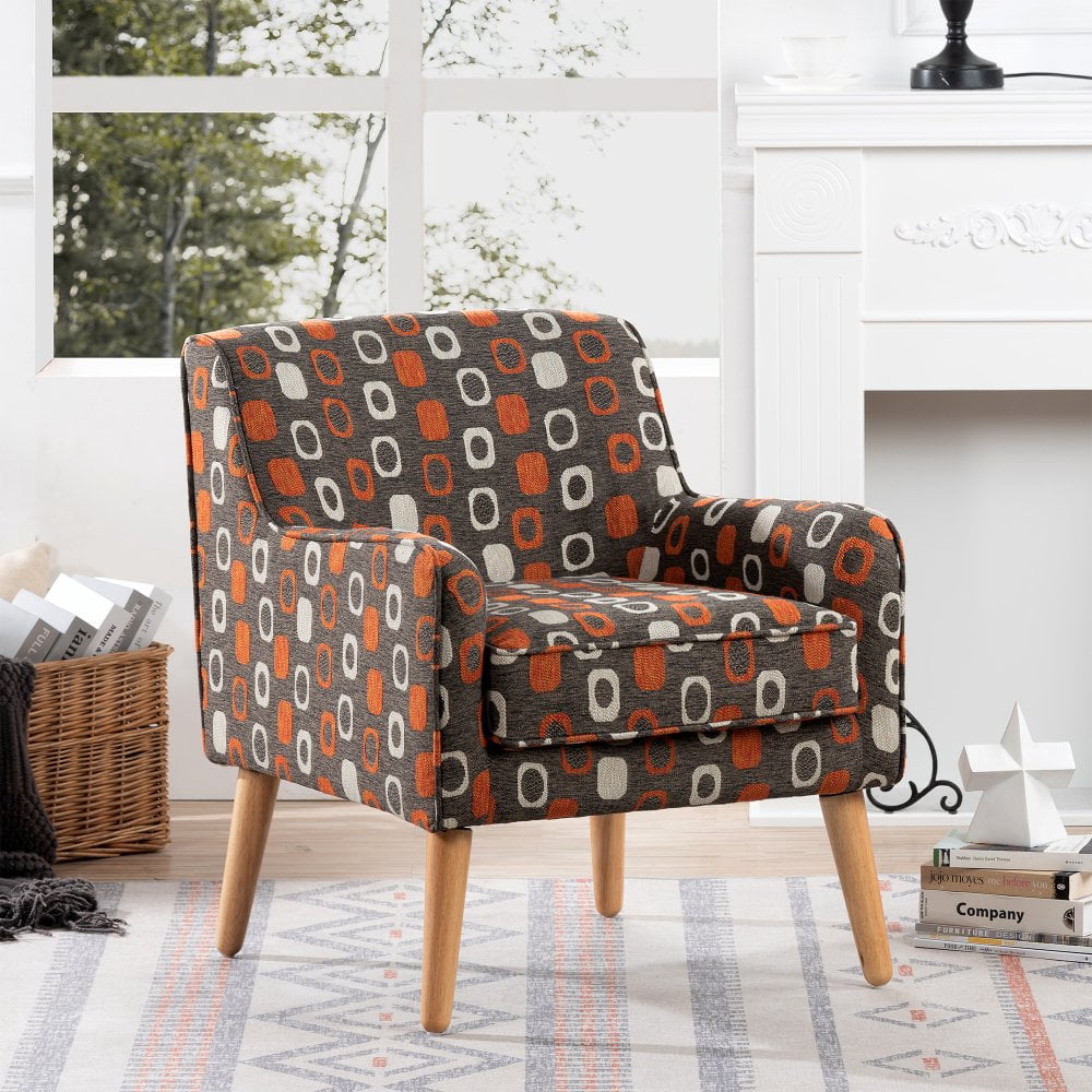GZXS Modern Accent Chair with Arms and Wooden Legs, Mid Century Accent ...