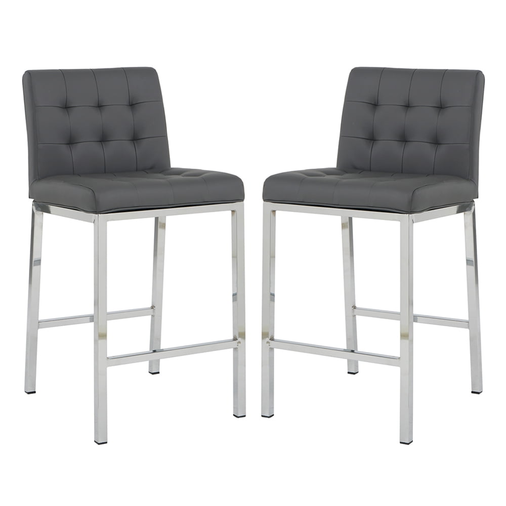 GZXS Modern Bar Chairs Set of 2, High Counter Stool with Electroplated ...