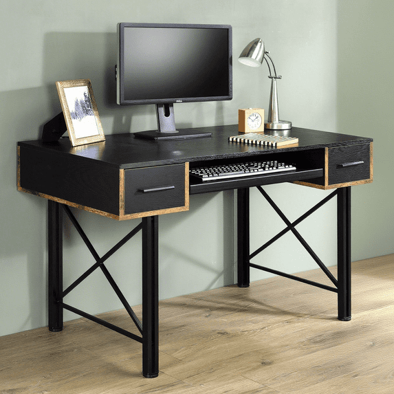 GZXS Modern Computer Desk with Keyboard Tray and 2 Storage Drawers, 47 ...