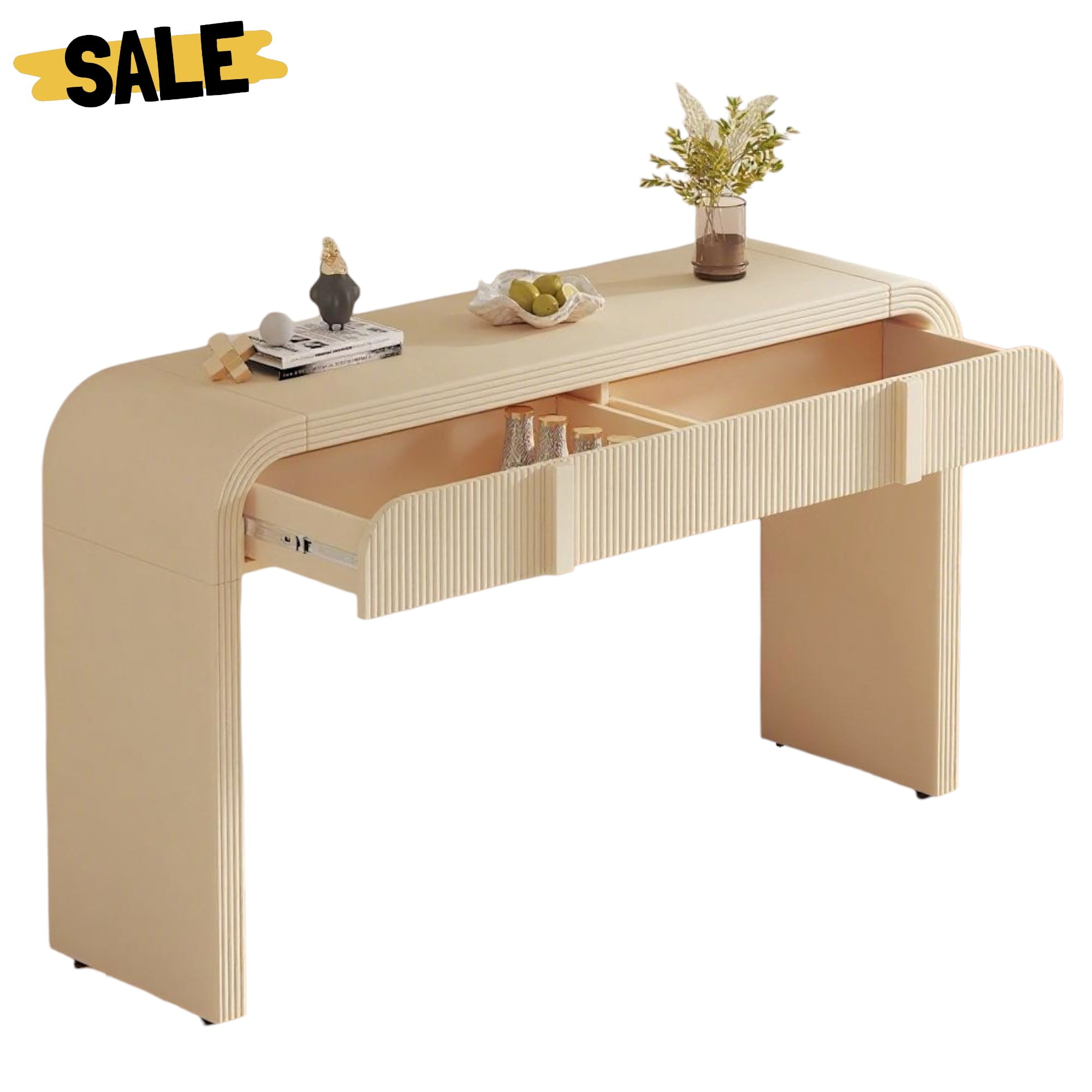 GZXS Modern Console Table with 2 Drawers, 55" Curved Entryway Table ...