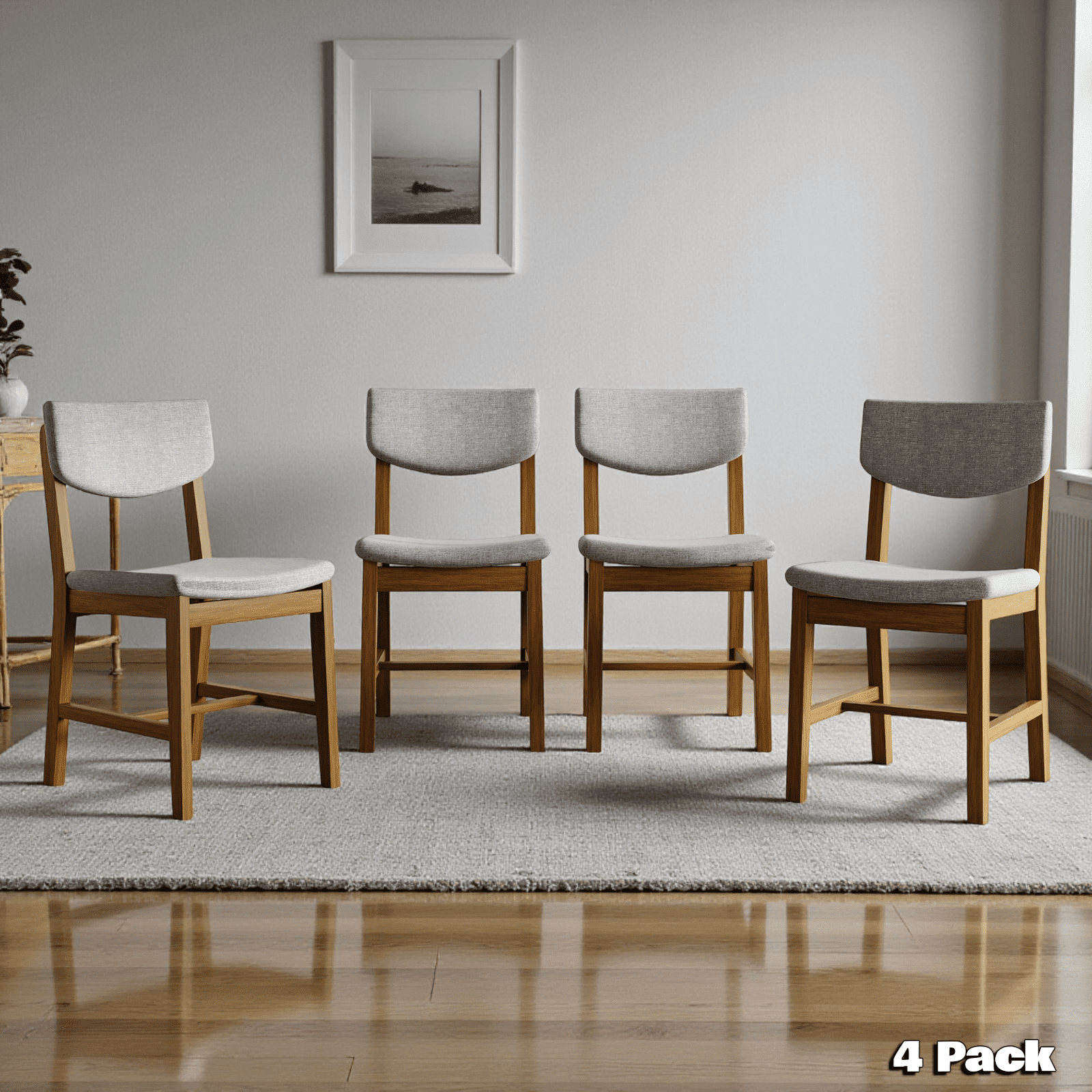 GZXS Modern Dining Side Chairs Set of 4, Comfortable Linen Upholstered ...