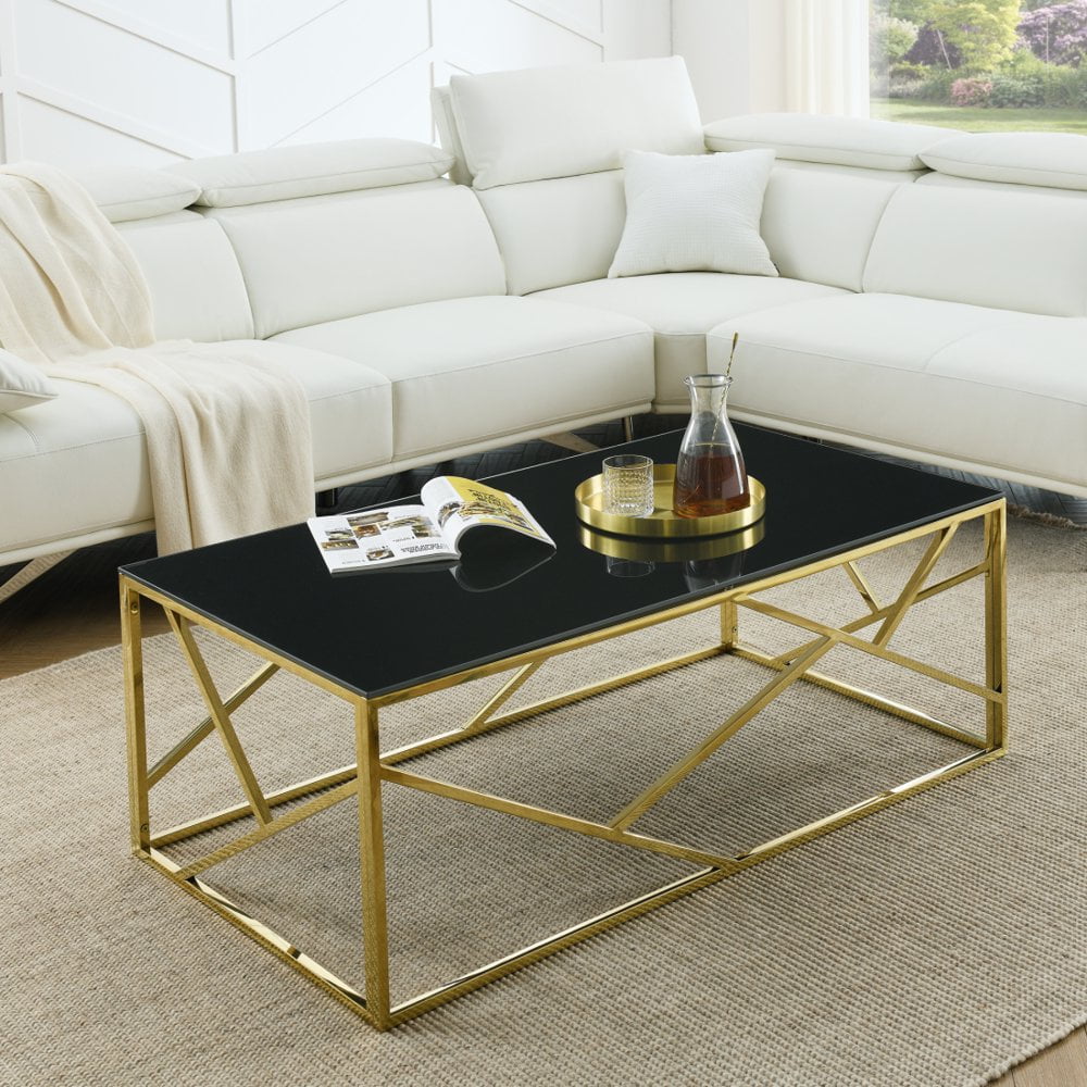 GZXS Modern Glass Coffee Table Living Room Center Table Accent Cocktail ...