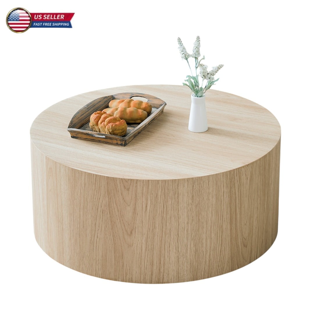 GZXS Modern Simple Cylindrical Coffee Table, 27.5" Round MDF Cocktail ...