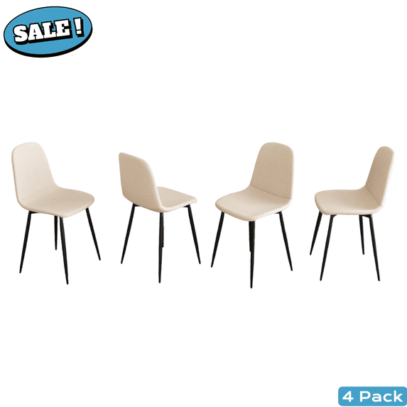 GZXS Modern Upholstered Dining Chairs Set of 4, Beige Knit Fabric Seats ...